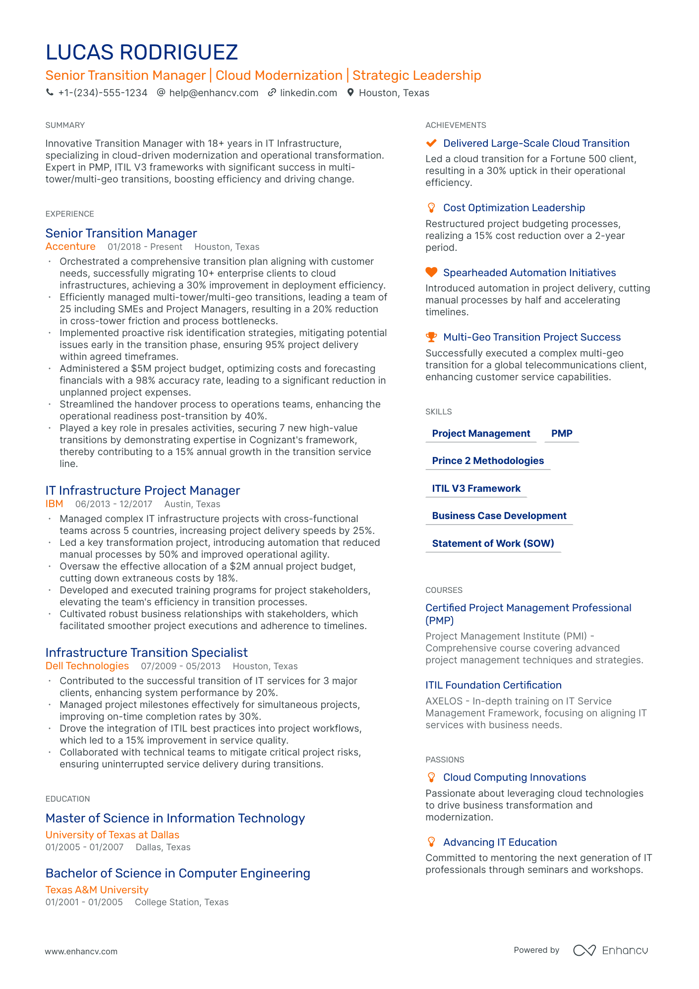 5 Transition Manager Resume Examples & Guide for 2024