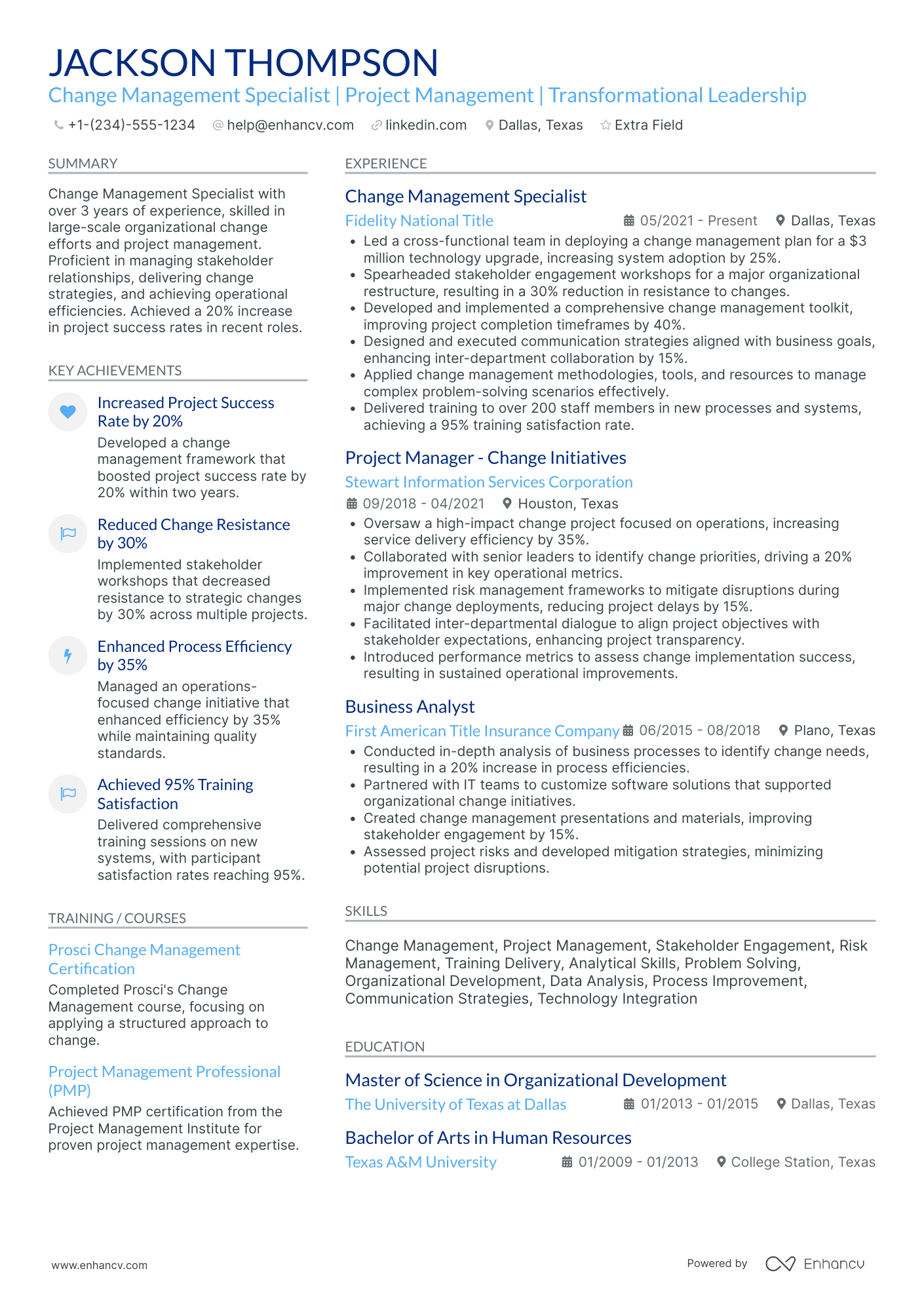 15 Change Management Resume Examples & Guide for 2025