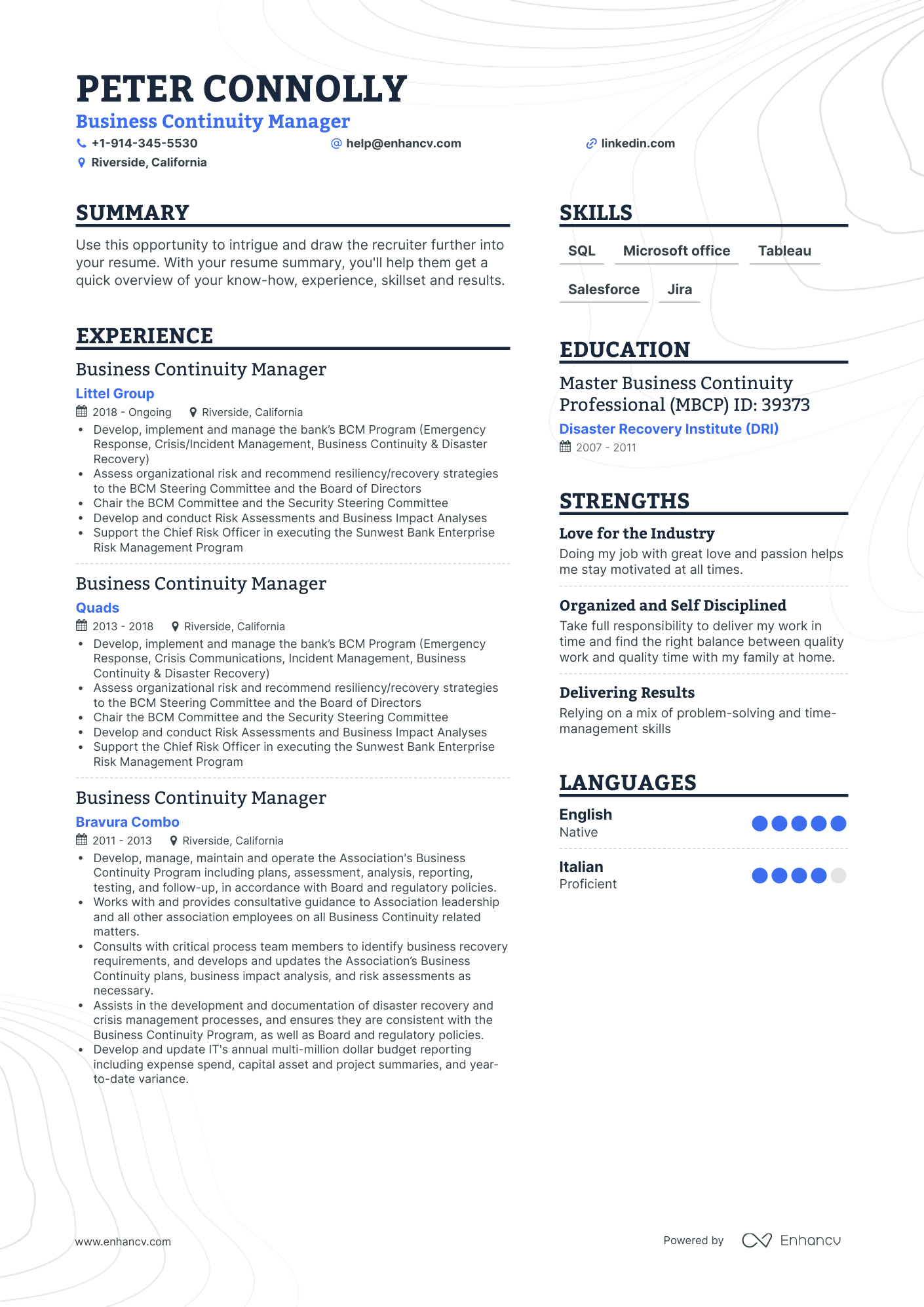 Business Continuity Manager Resume Examples & Guide for 2023 (Layout ...
