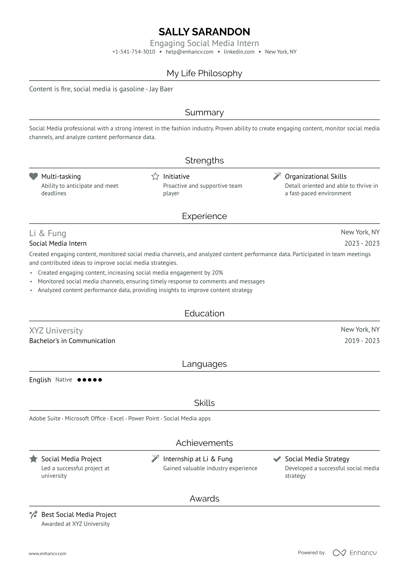 5 Social Media Intern Resume Examples & Guide for 2025