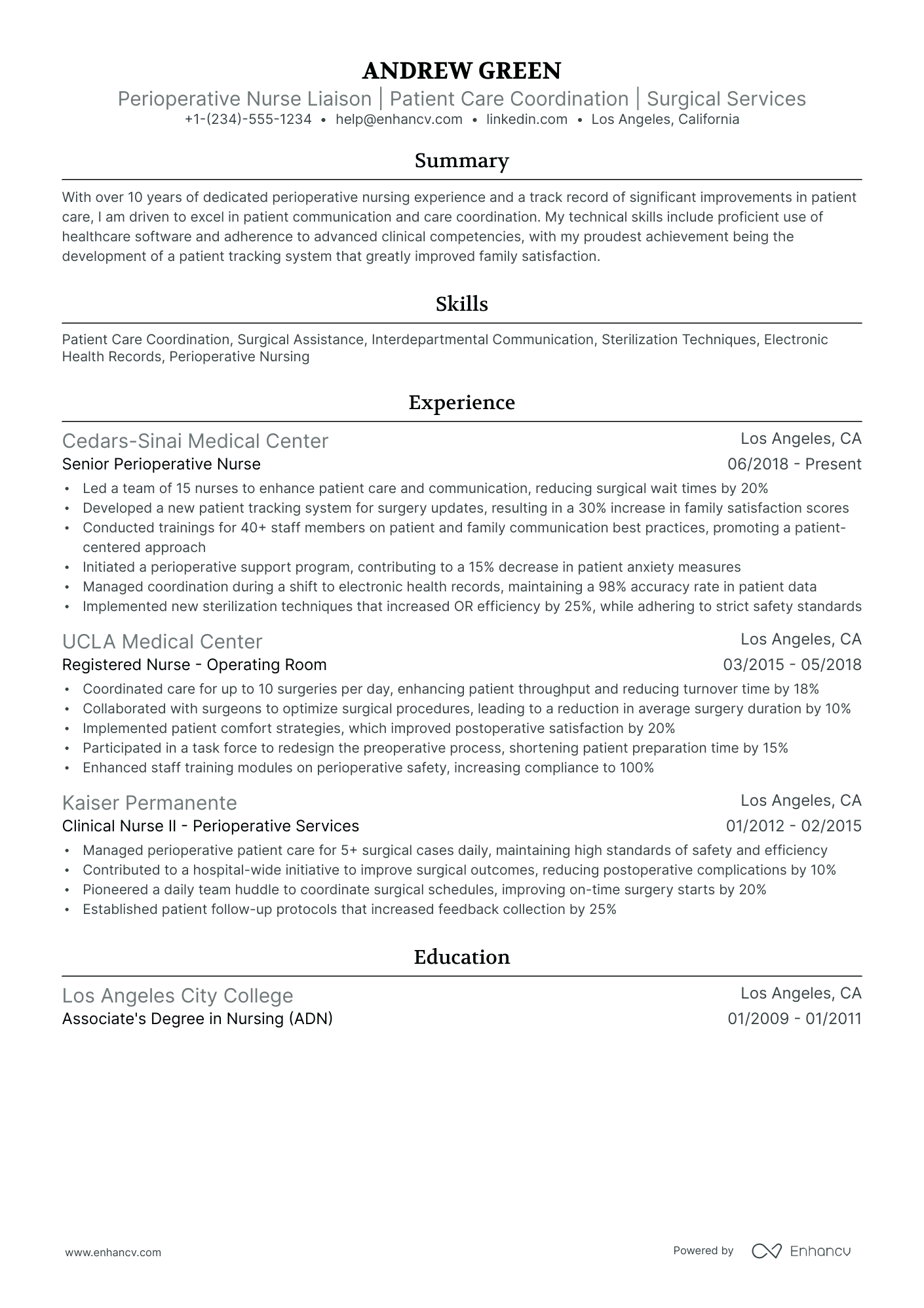 10 Perioperative Nurse Resume Examples & Guide for 2026