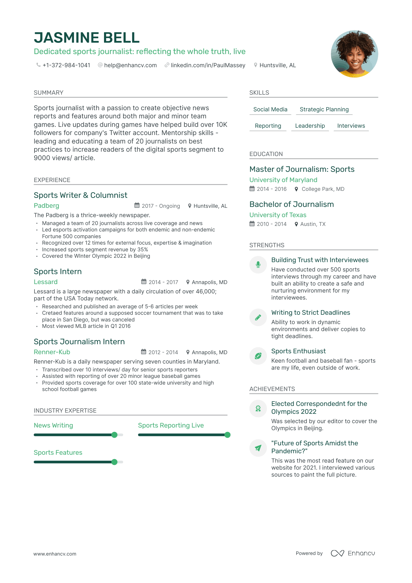 Sports Resume Examples & Guide for 2023 (Layout, Skills, Keywords & Job ...