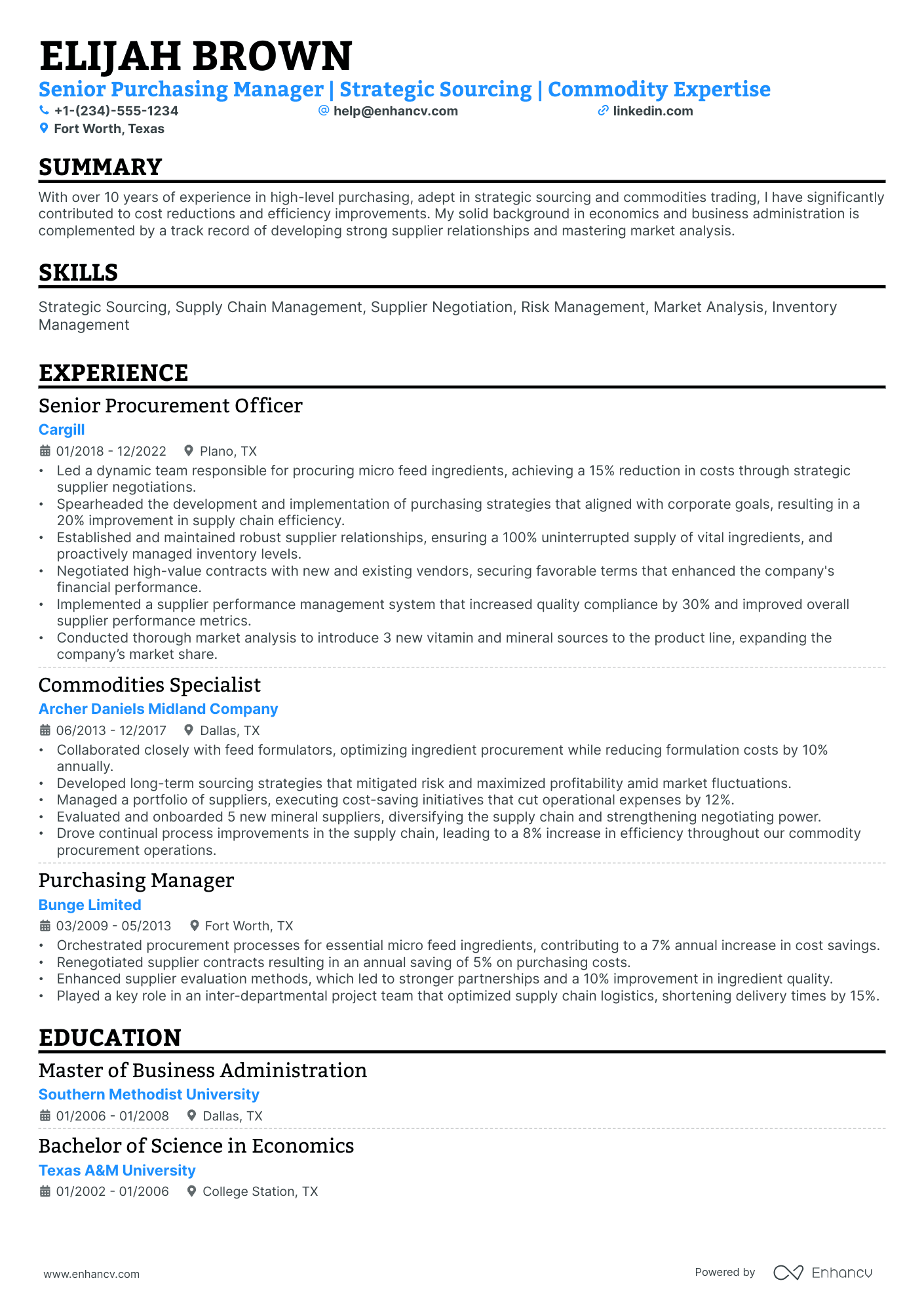10 Sourcing Manager Resume Examples & Guide for 2025