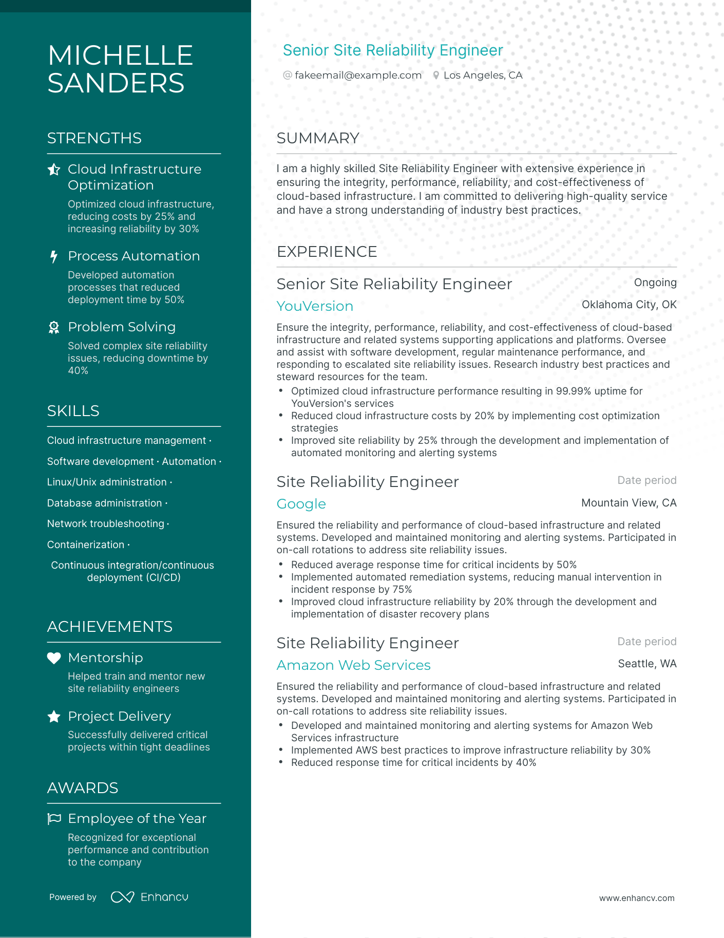 5 Site Reliability Engineer Resume Examples & Guide for 2023