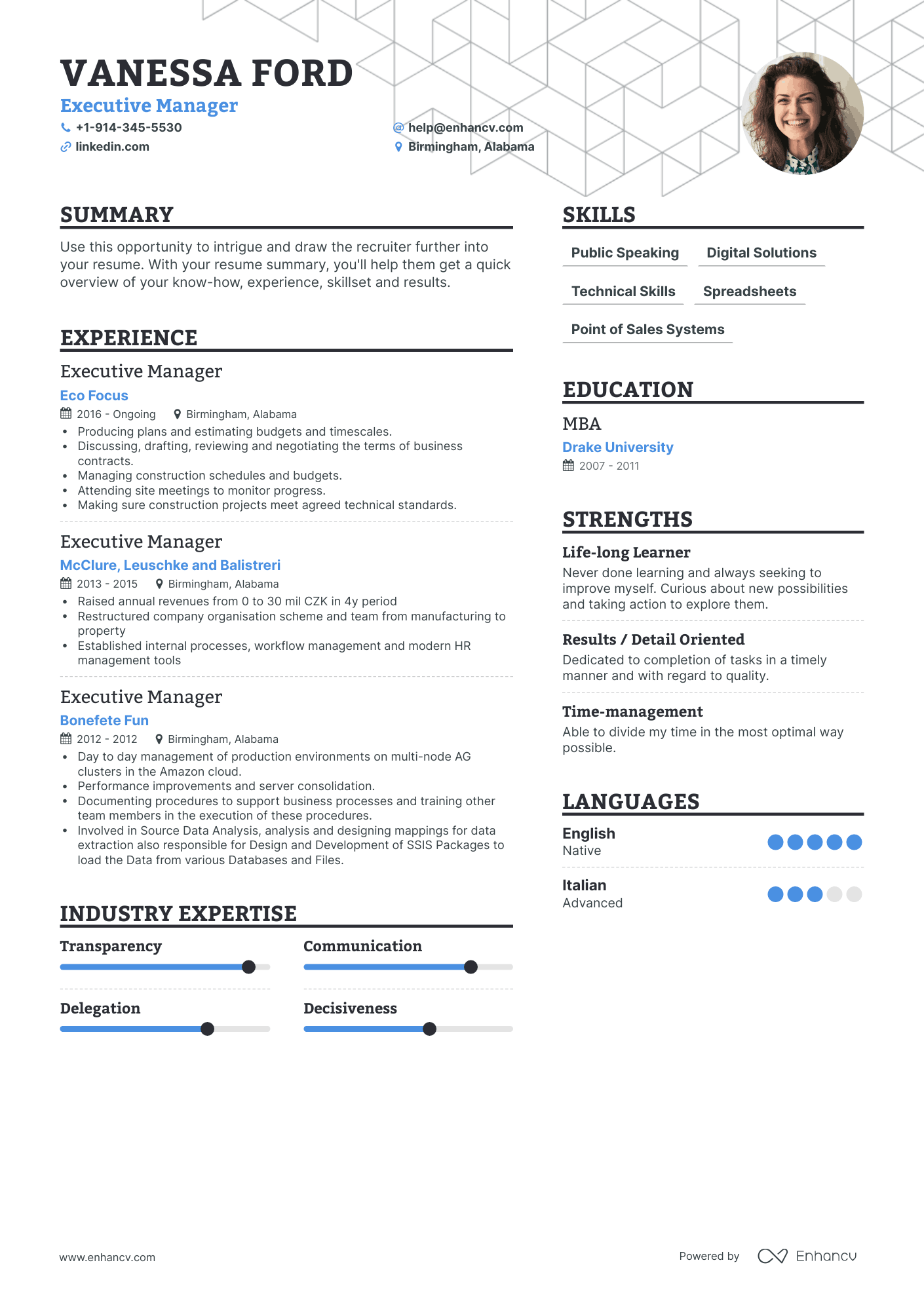Executive Manager Resume Examples & Guide for 2023 (Layout, Skills ...