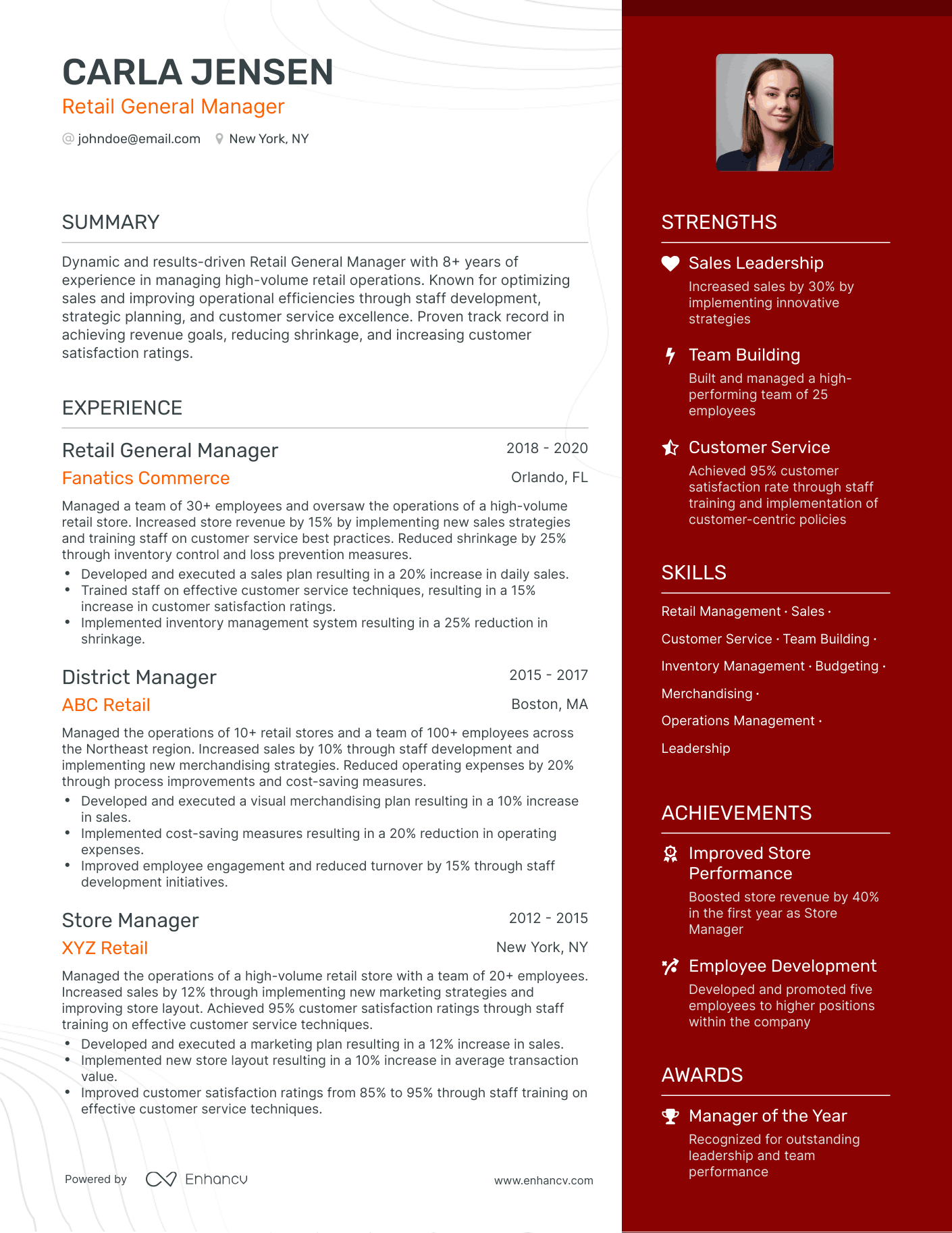 5 Retail General Manager Resume Examples & Guide for 2024