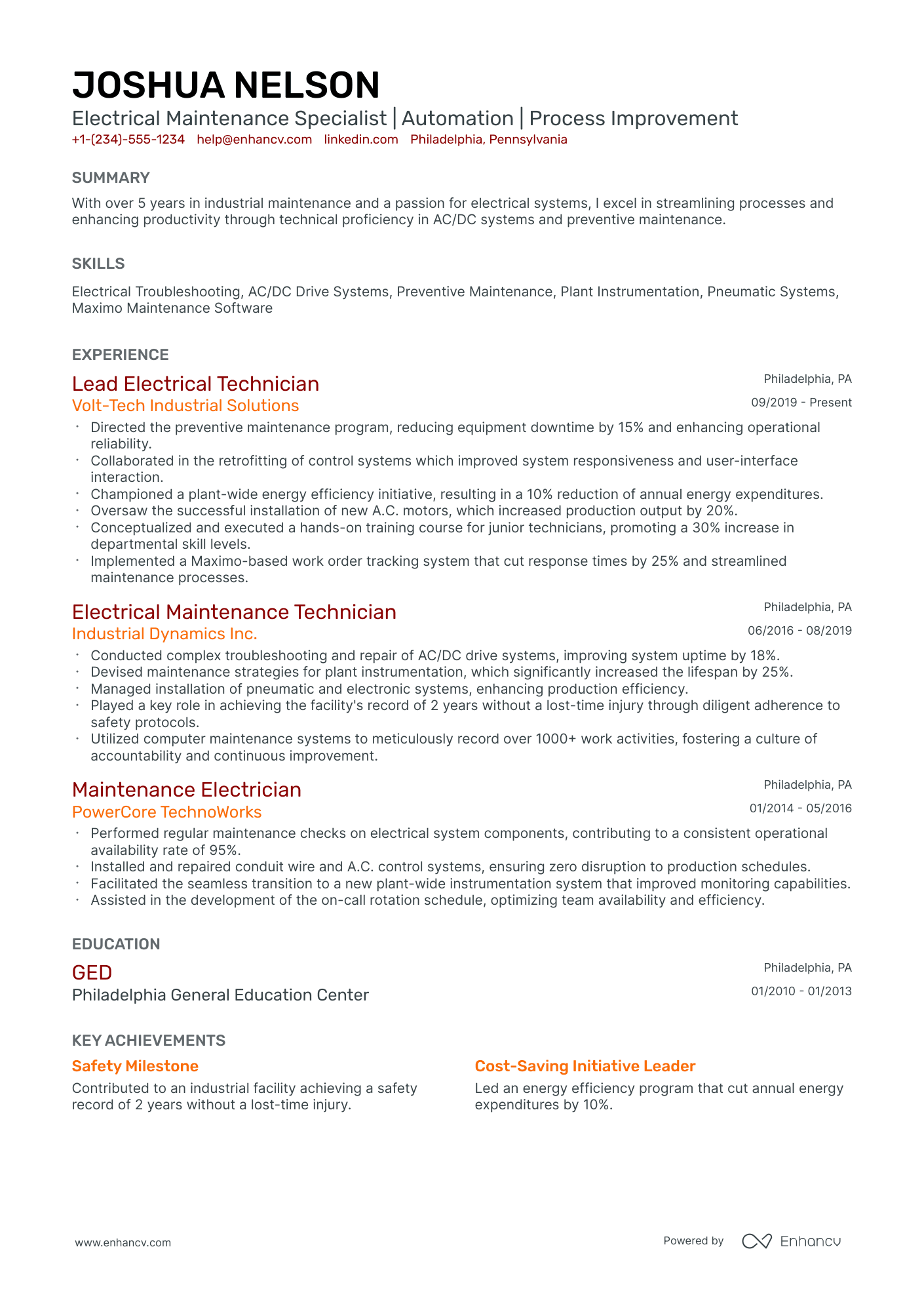 10 Electronic Technician Resume Examples & Guide for 2026