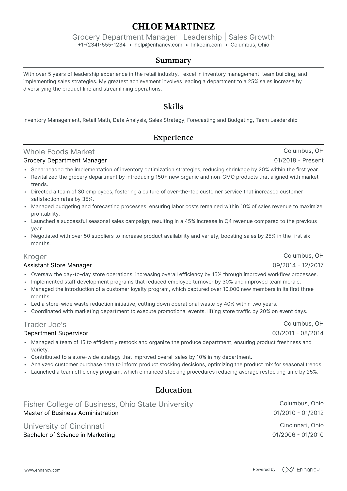 10 Grocery Store Manager Resume Examples & Guide for 2026