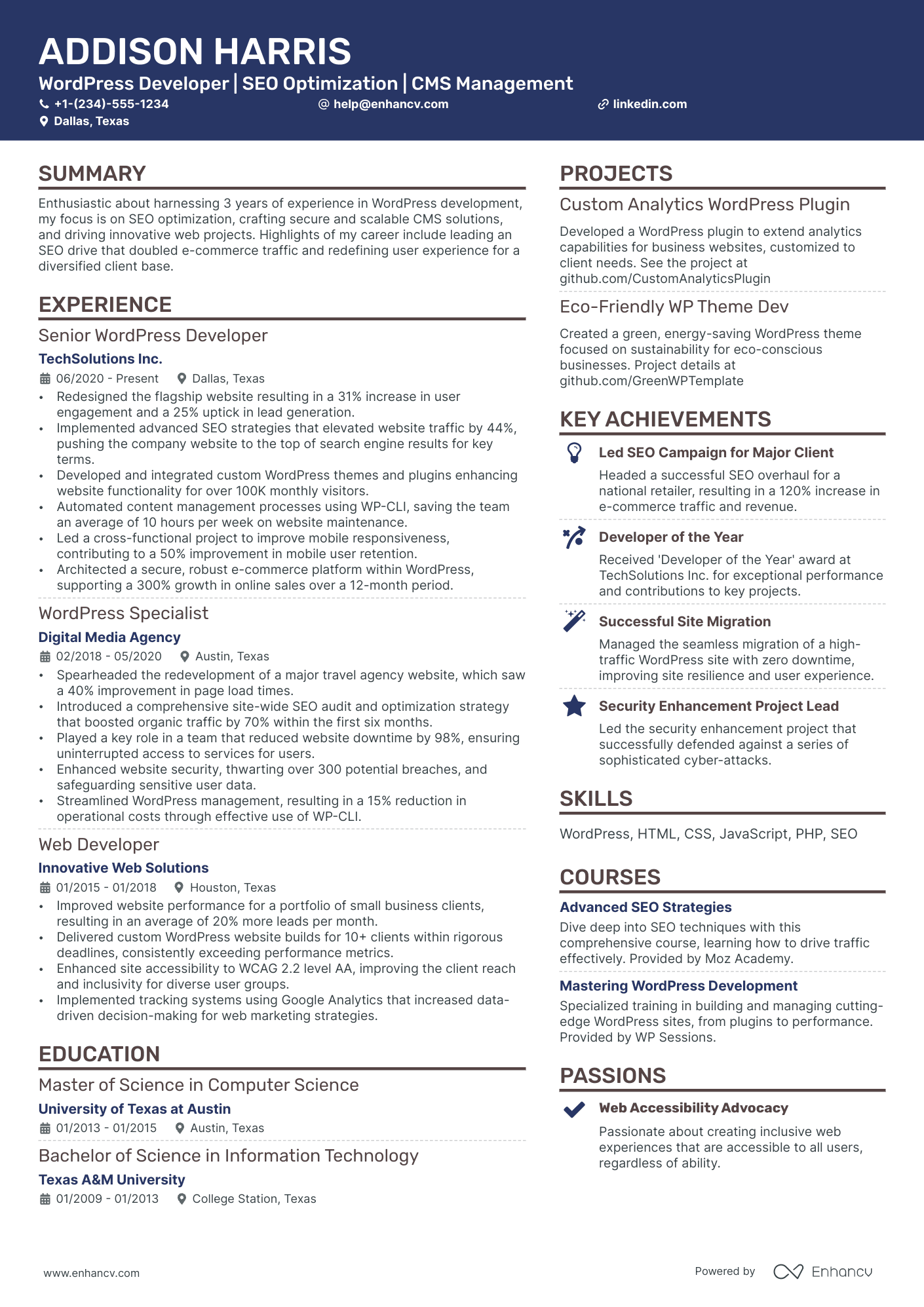 10 Wordpress Developer Resume Examples & Guide for 2025