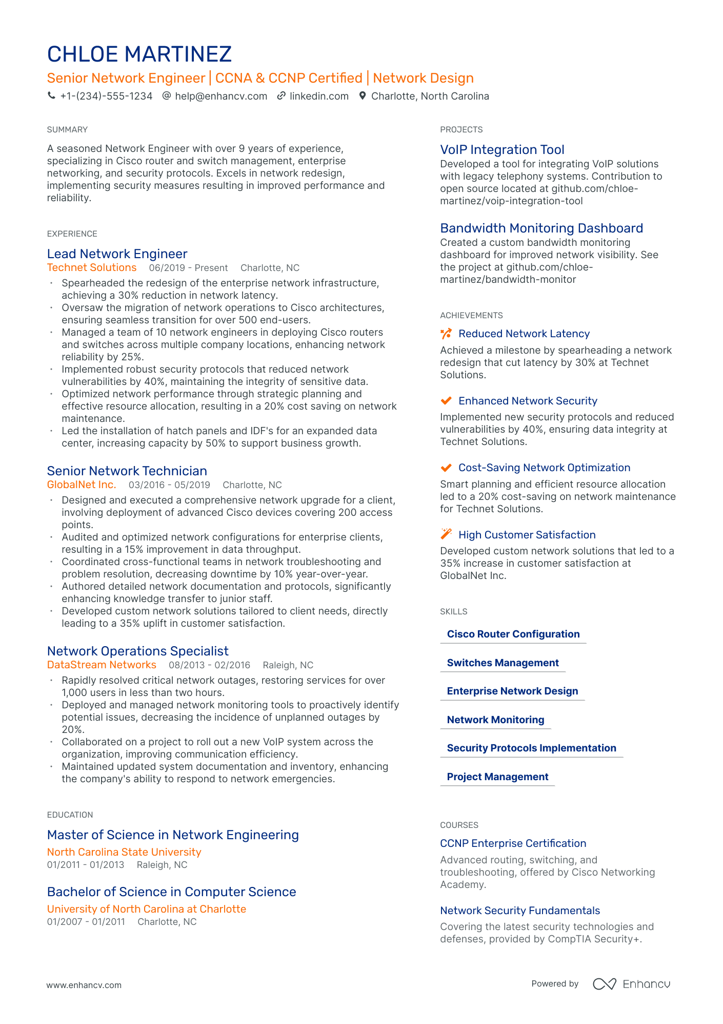 5 Ccna Network Engineer Resume Examples & Guide for 2024