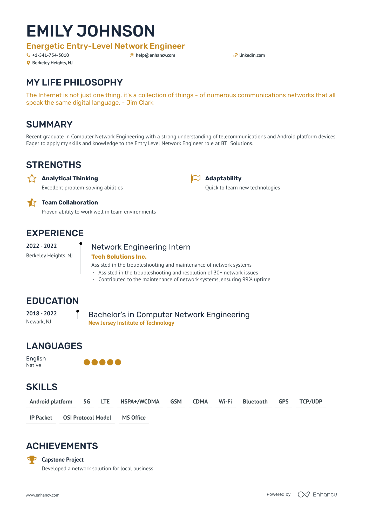 5 Entry-Level Network Engineer Resume Examples & Guide for 2025