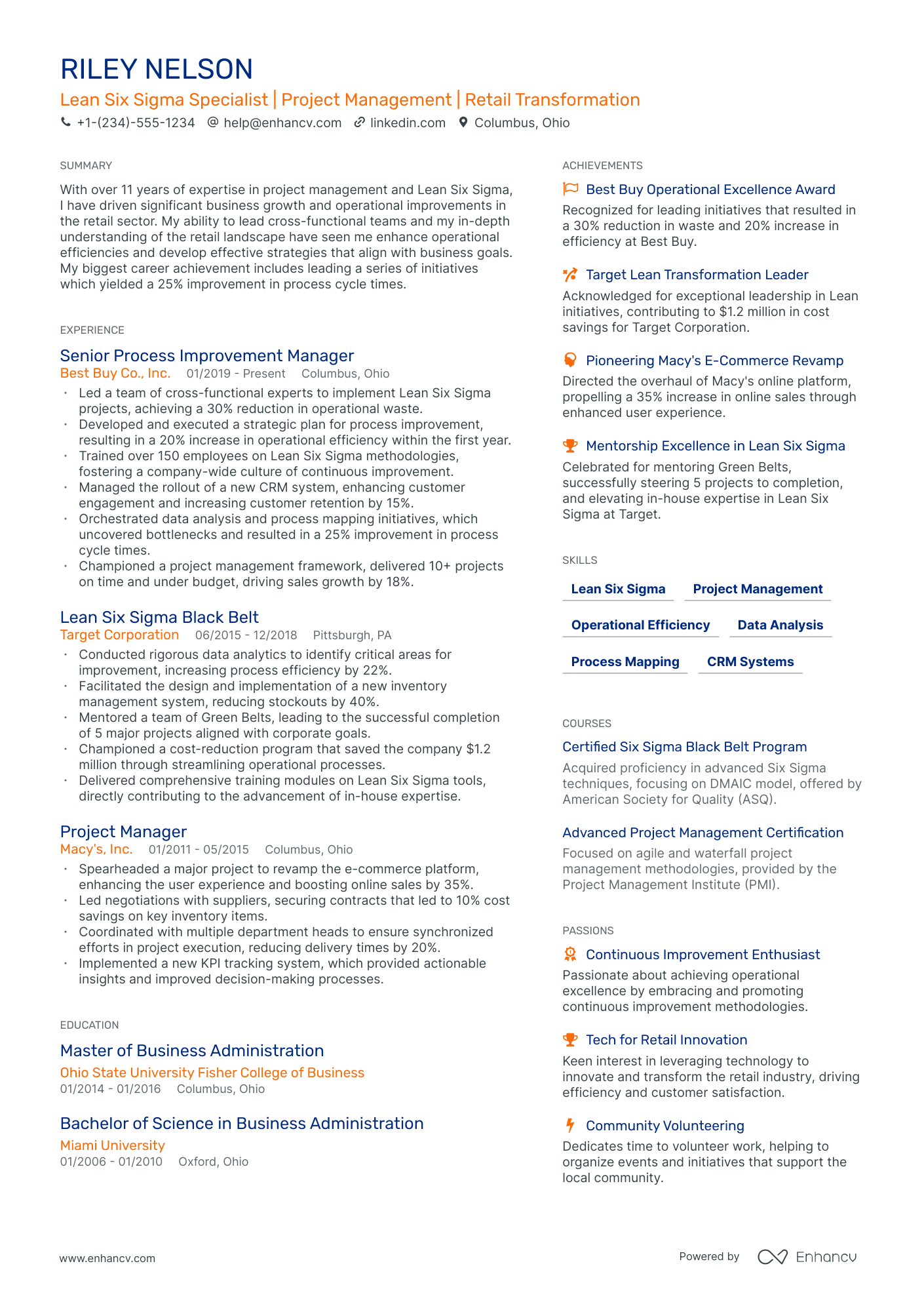 5 Six Sigma Resume Examples & Guide for 2024