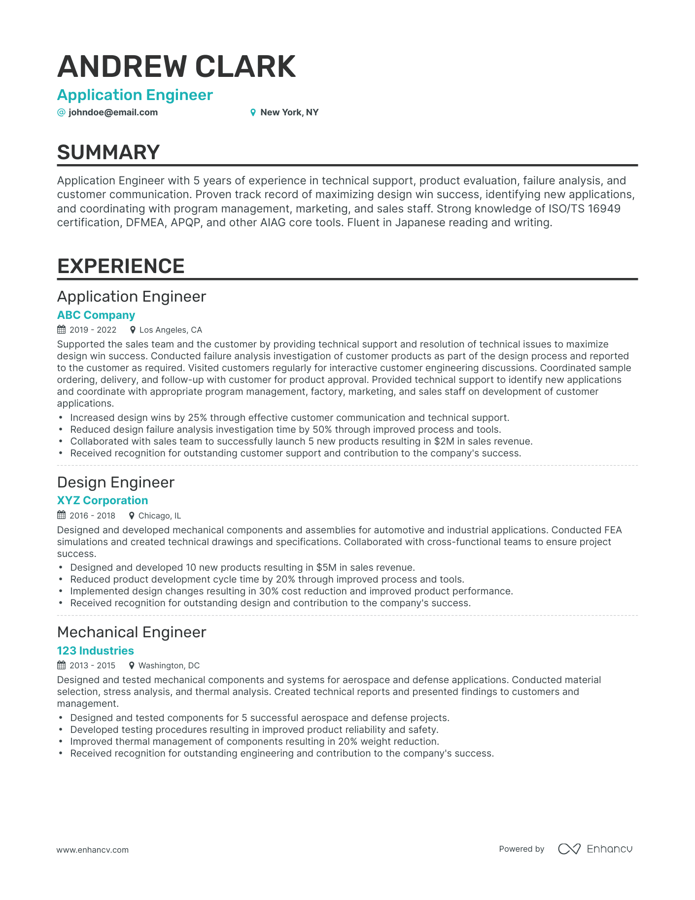 3 Application Engineer Resume Examples & Guide for 2023