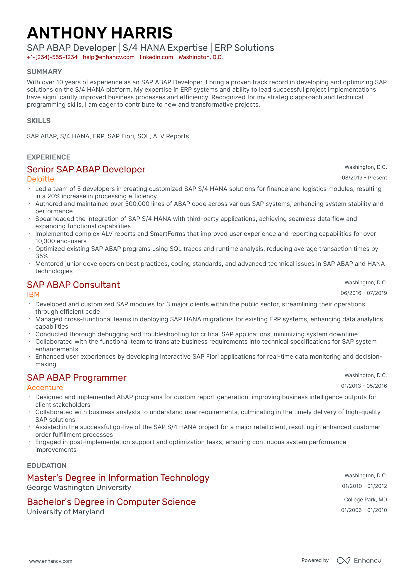 10 SAP ABAP Developer Resume Examples & Guide for 2025