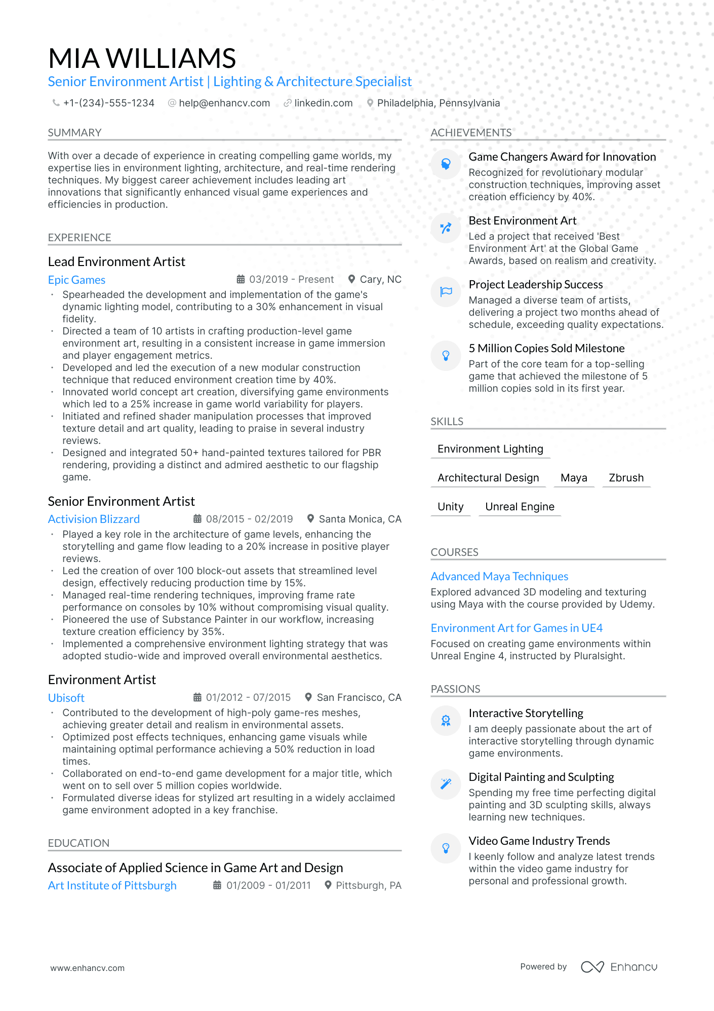 5 3D Artist Resume Examples & Guide for 2024
