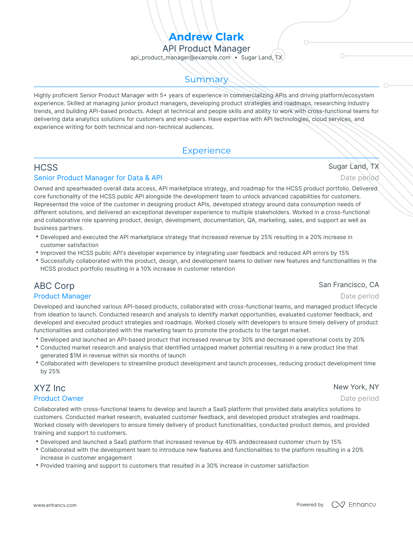 5 Api Product Manager Resume Examples & Guide for 2024