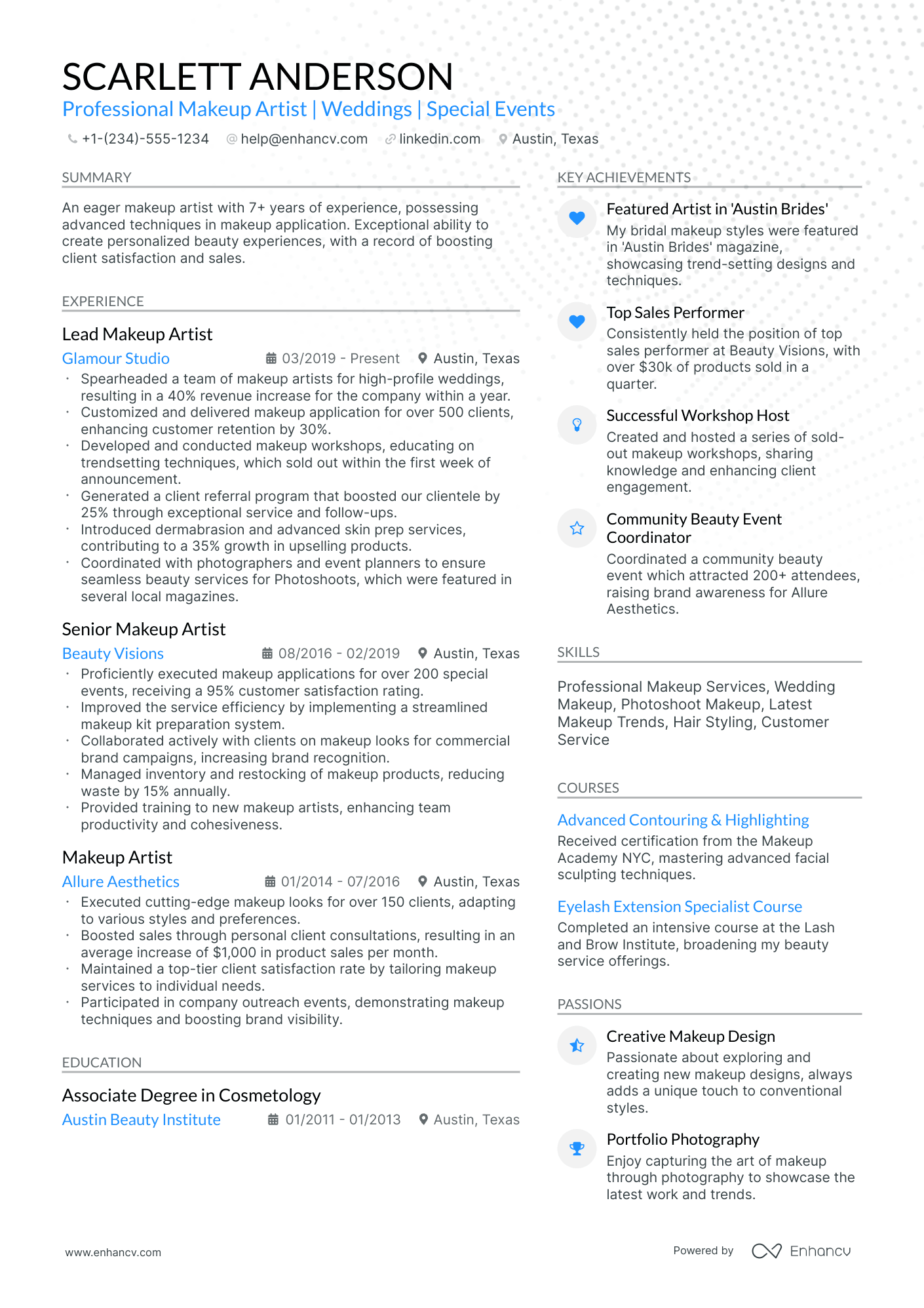 10 Freelance Makeup Artist Resume Examples, Templates & Guide for 2026