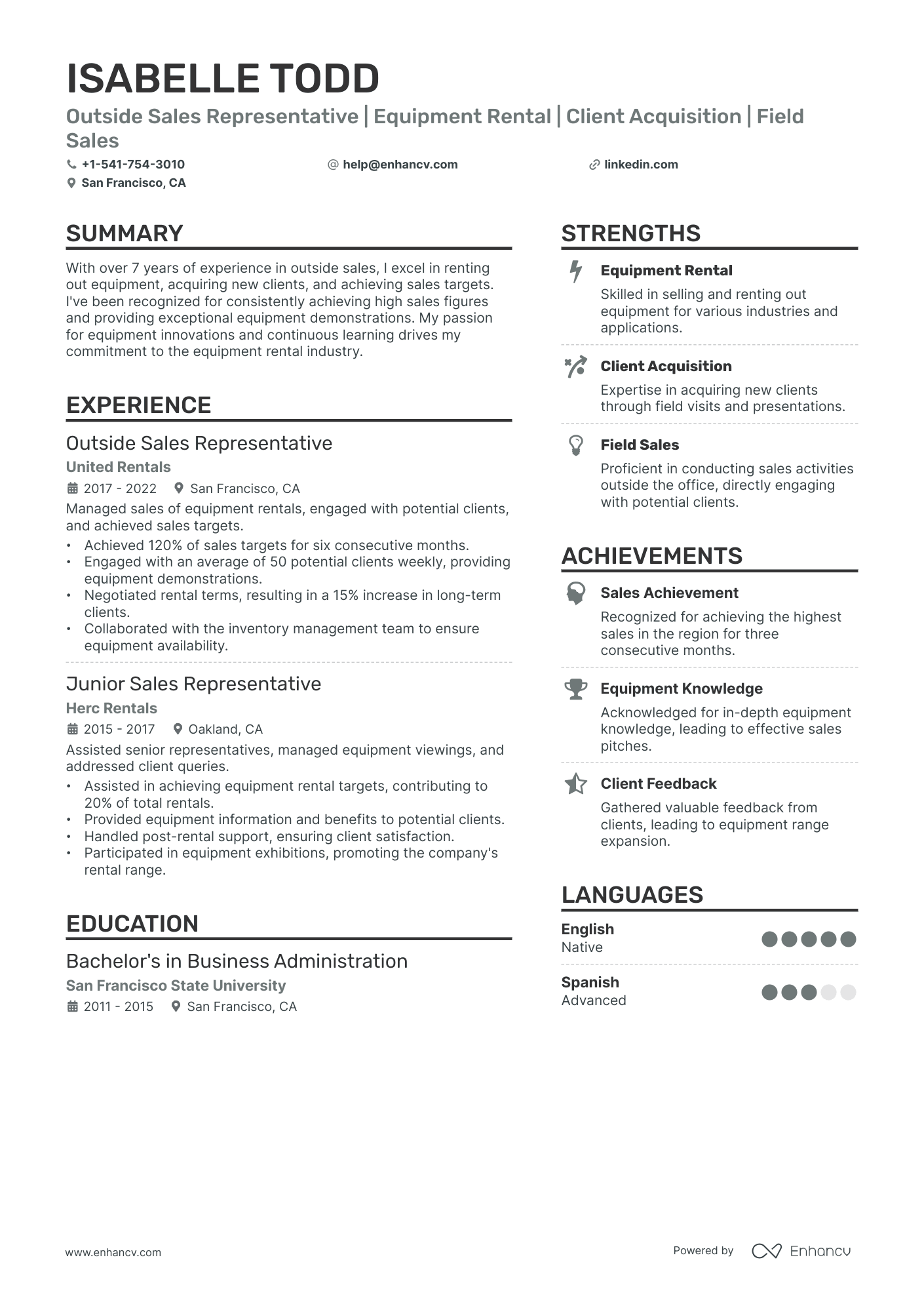 5 Outside Sales Resume Examples & Guide for 2025