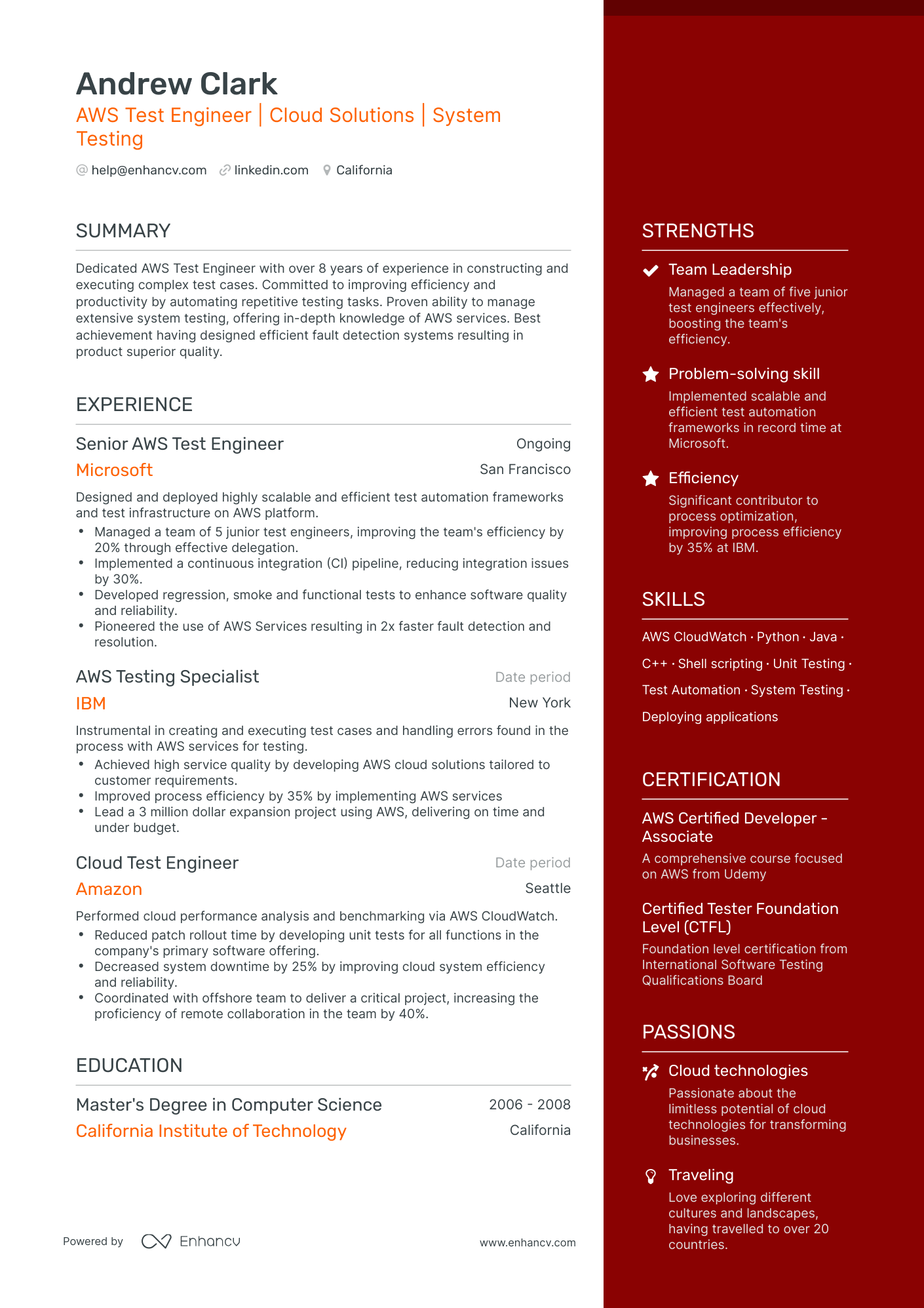 5 AWS Testing Resume Examples & Guide for 2024