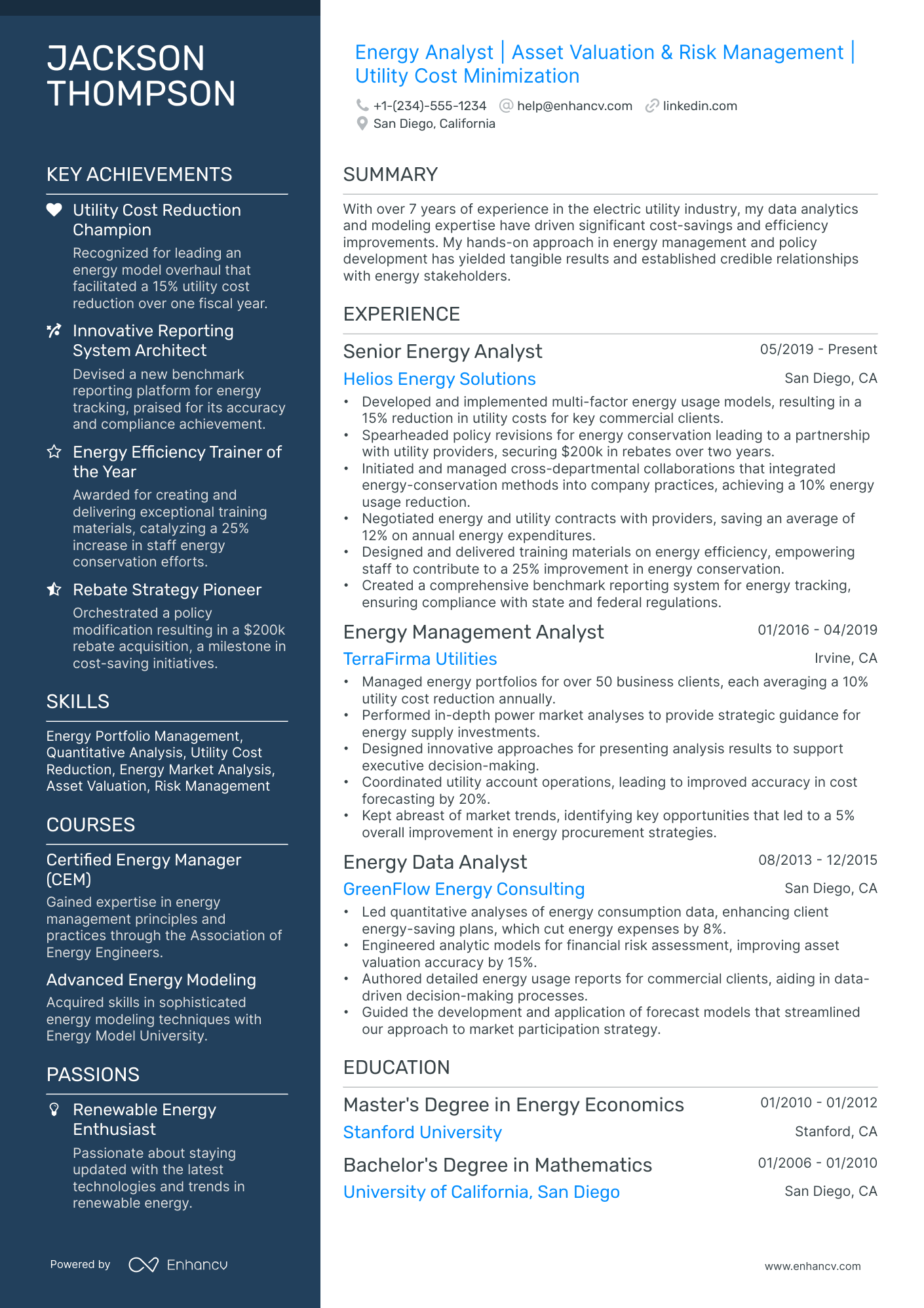 10 Energy Manager Resume Examples & Guide for 2026