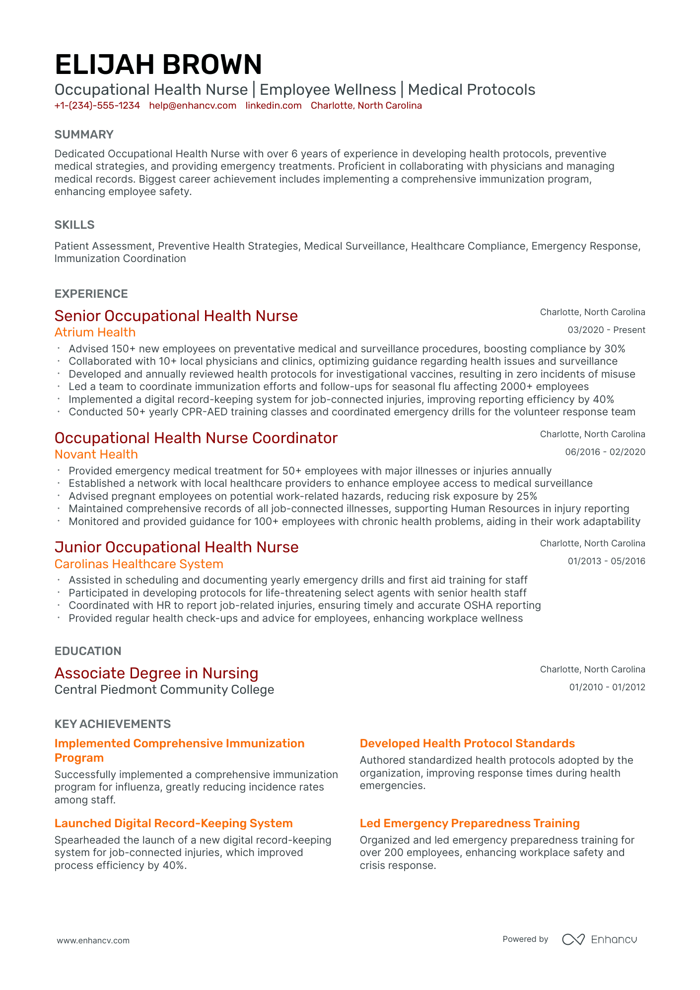 10 Occupational Health Nurse Resume Examples & Guide for 2026