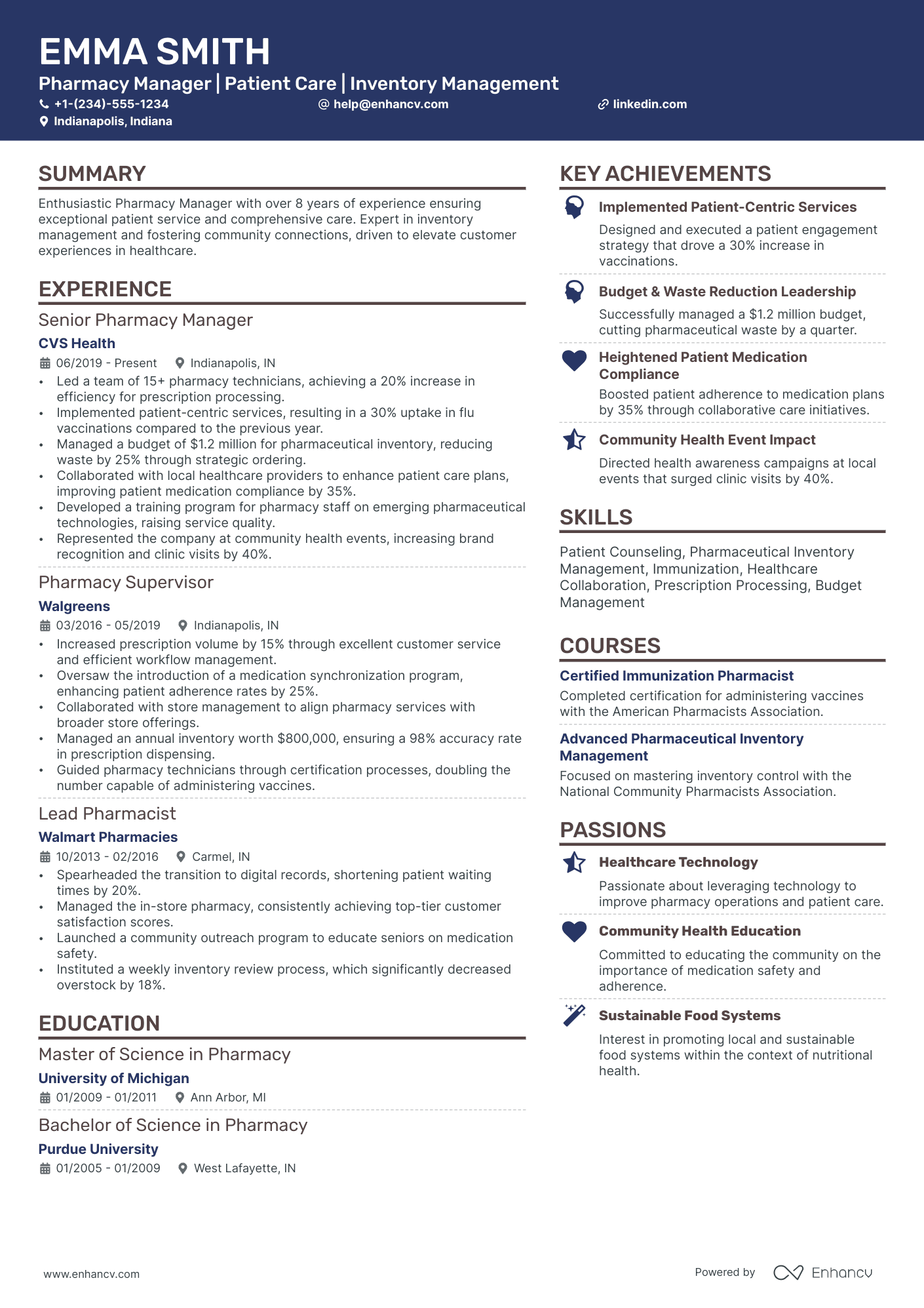 10 Pharmacy Manager Resume Examples & Guide for 2026