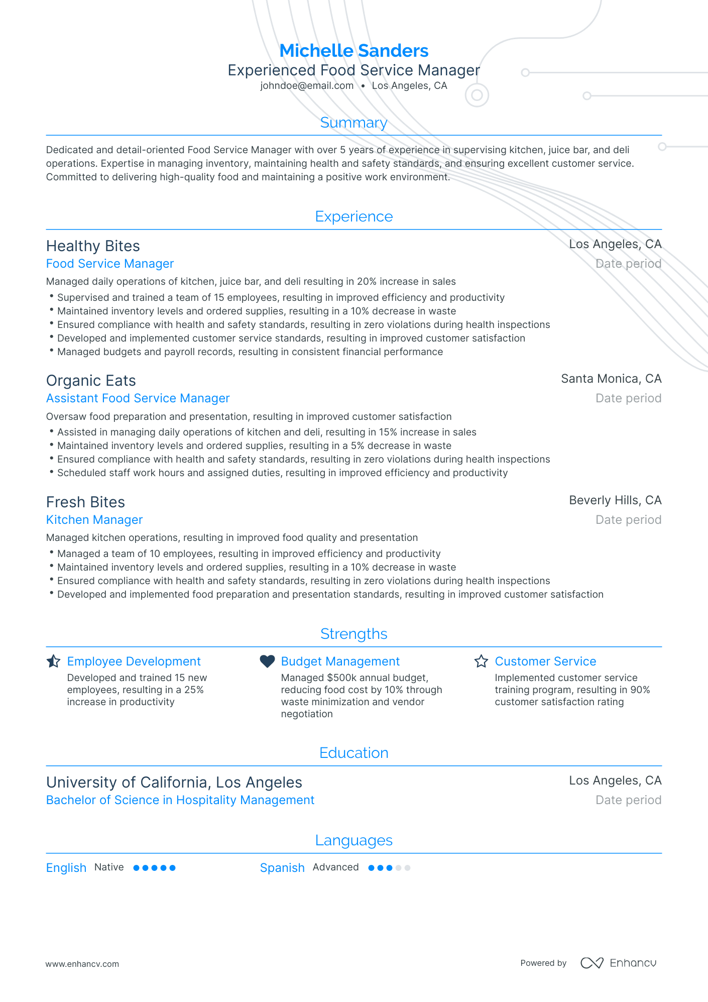 5 Food Service Manager Resume Examples & Guide for 2023