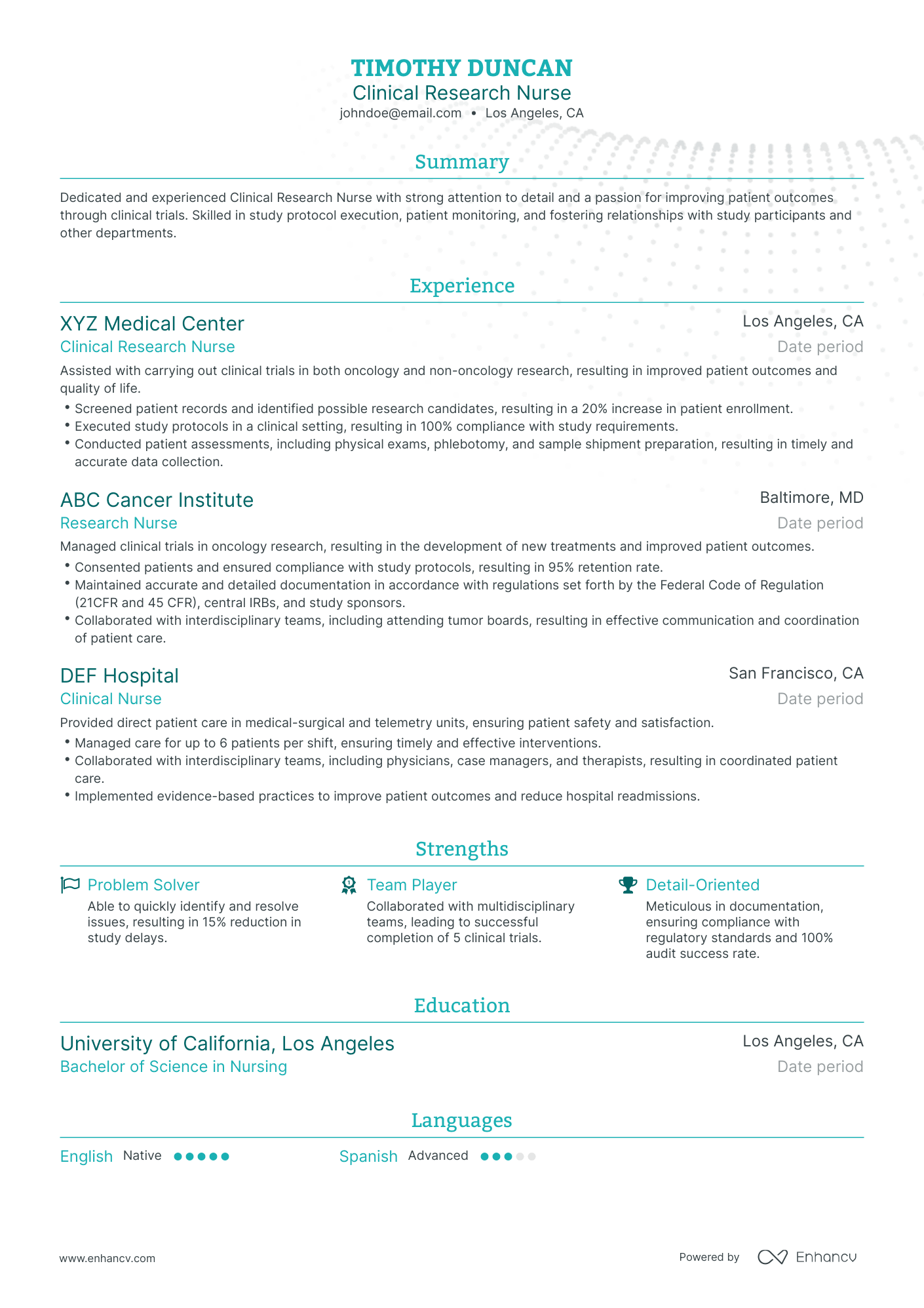 5 Clinical Research Nurse Resume Examples & Guide for 2024