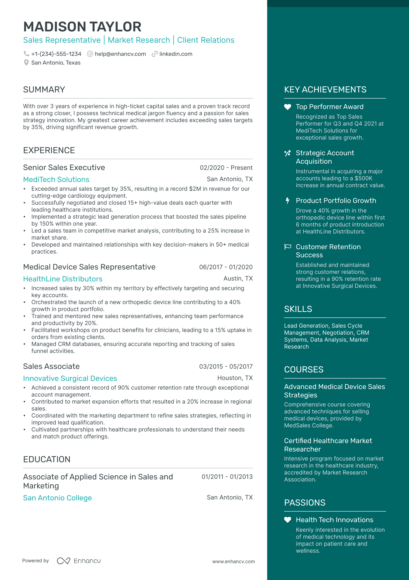 10 Medical Device Sales Representative Resume Examples & Guide for 2026