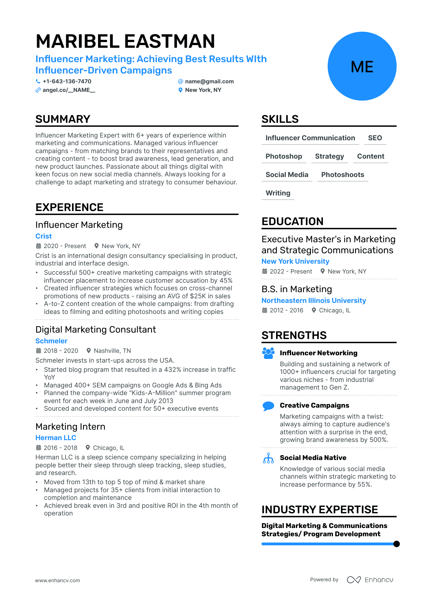 5 Influencer Marketing Resume Examples & Guide for 2024