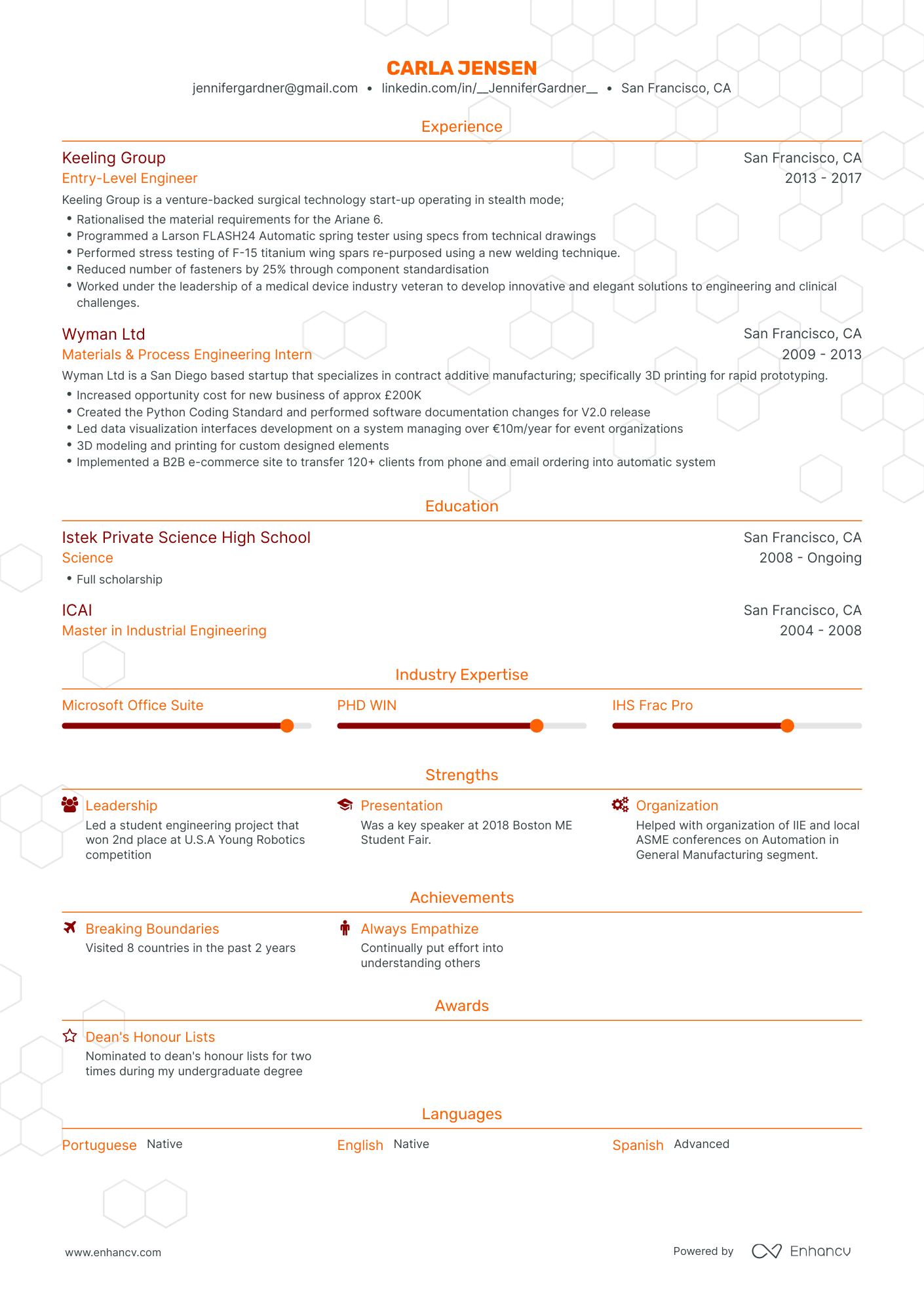 Engineering Intern Resume: Examples, Template & 8+ Writing Tips (Layout ...