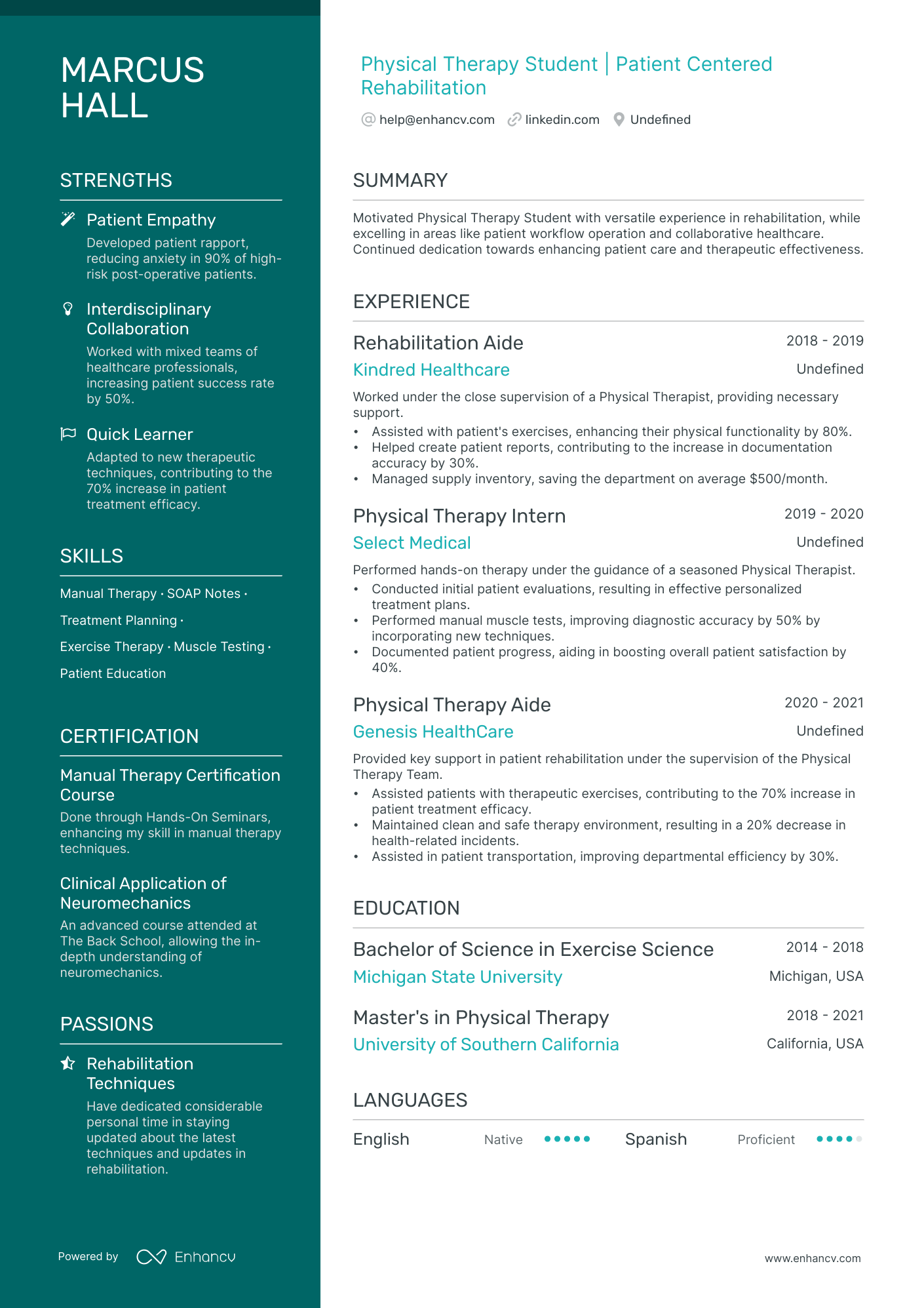 5 Physical Therapy Student Resume Examples & Guide for 2024