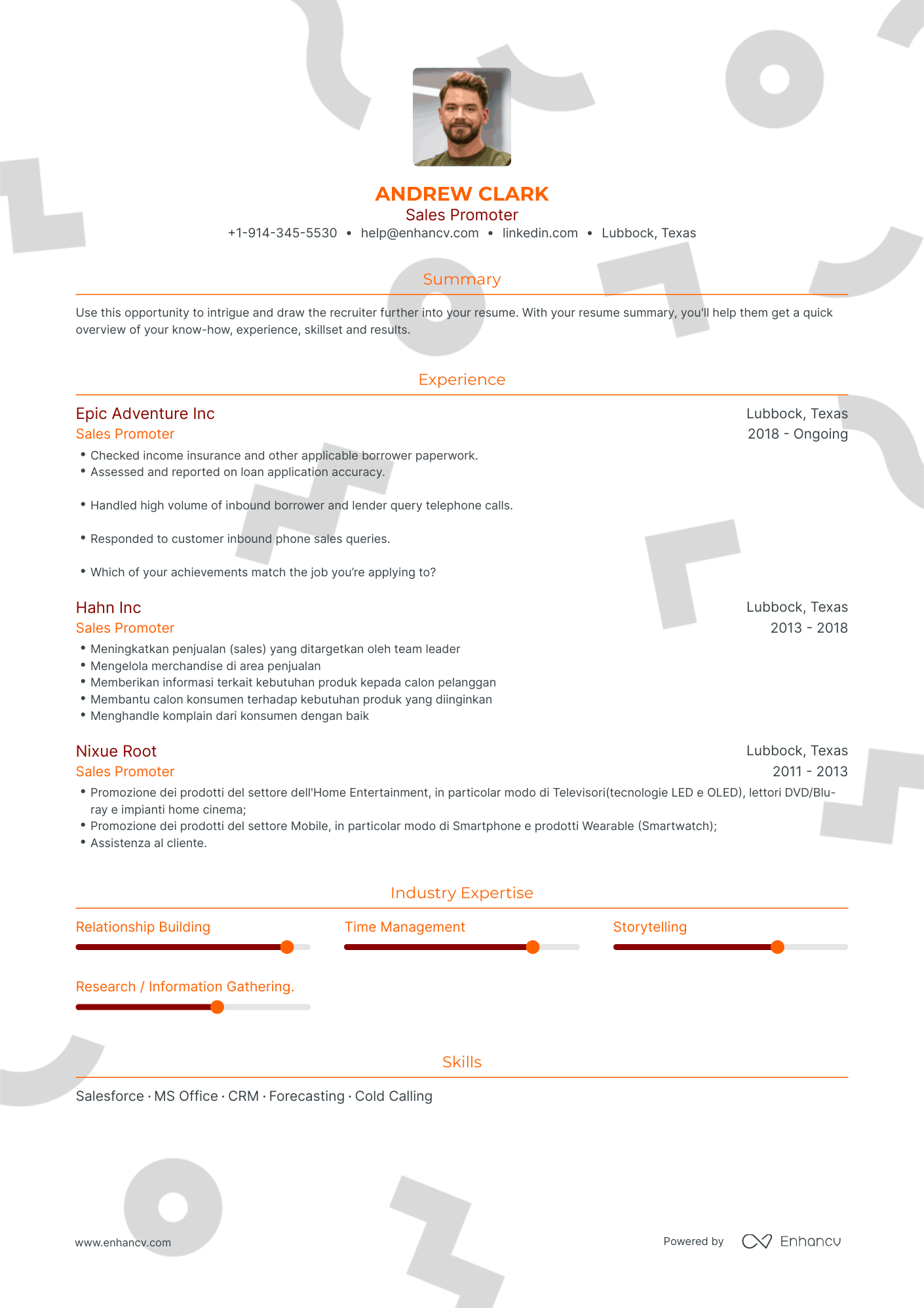 Sales Promoter Resume Examples & Guide for 2023 (Layout, Skills ...
