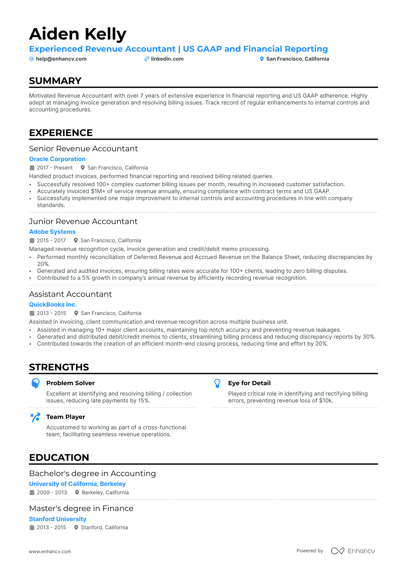 5 Revenue Accountant Resume Examples & Guide for 2024