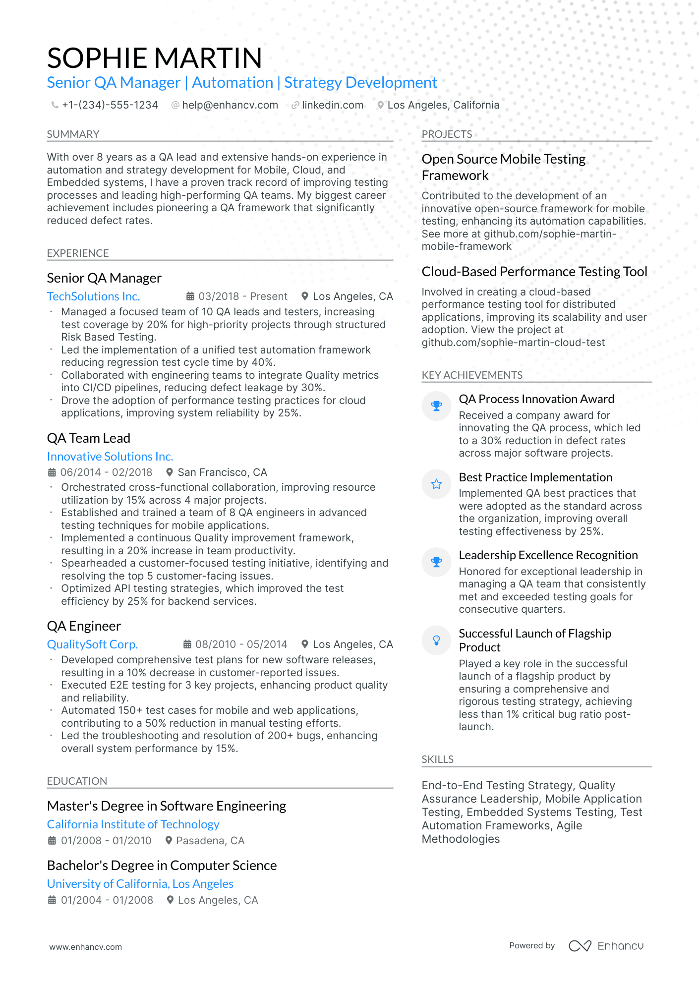 10 Software QA Manager Resume Examples & Guide for 2025