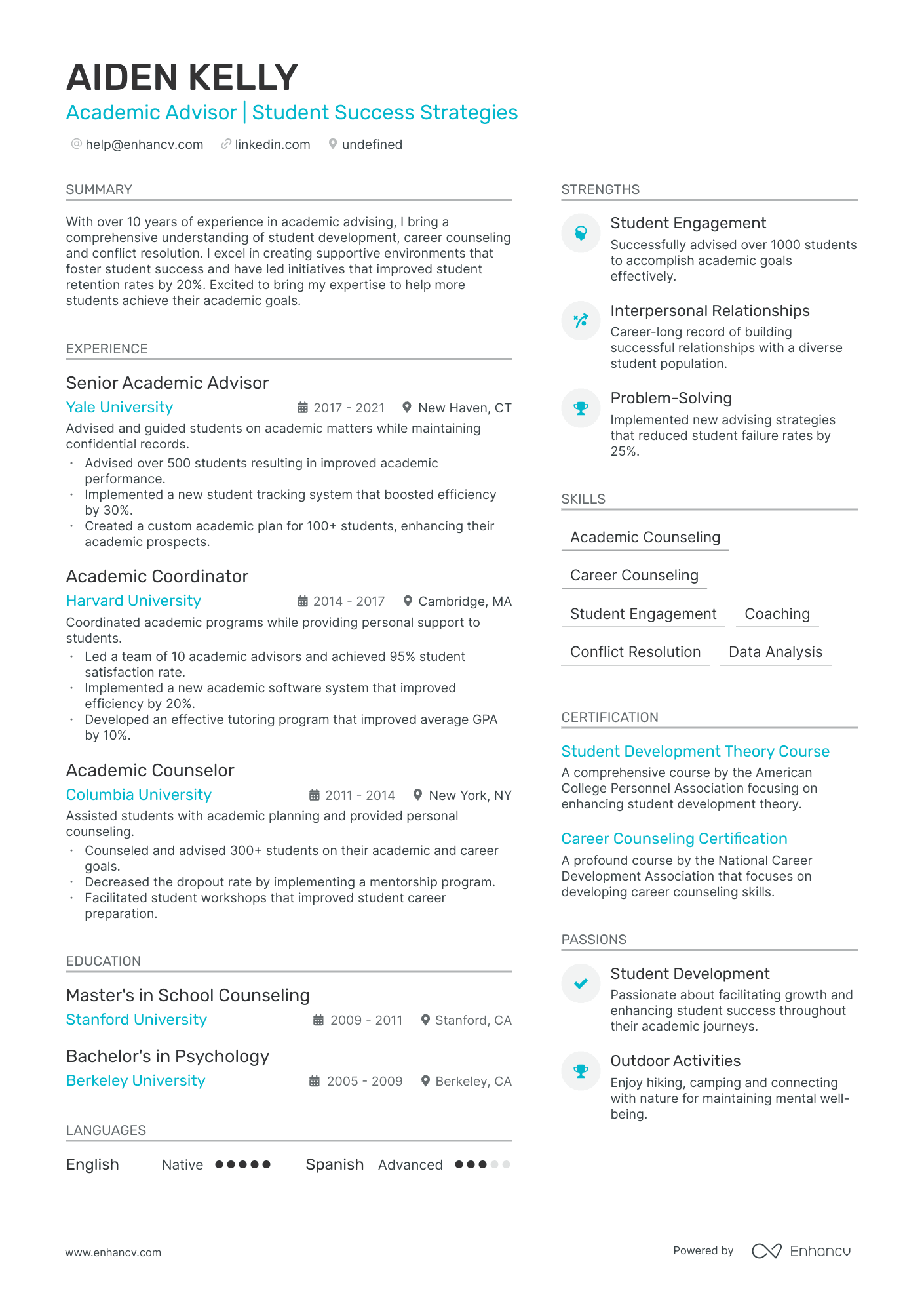 5 Academic Advisor Resume Examples & Guide for 2024