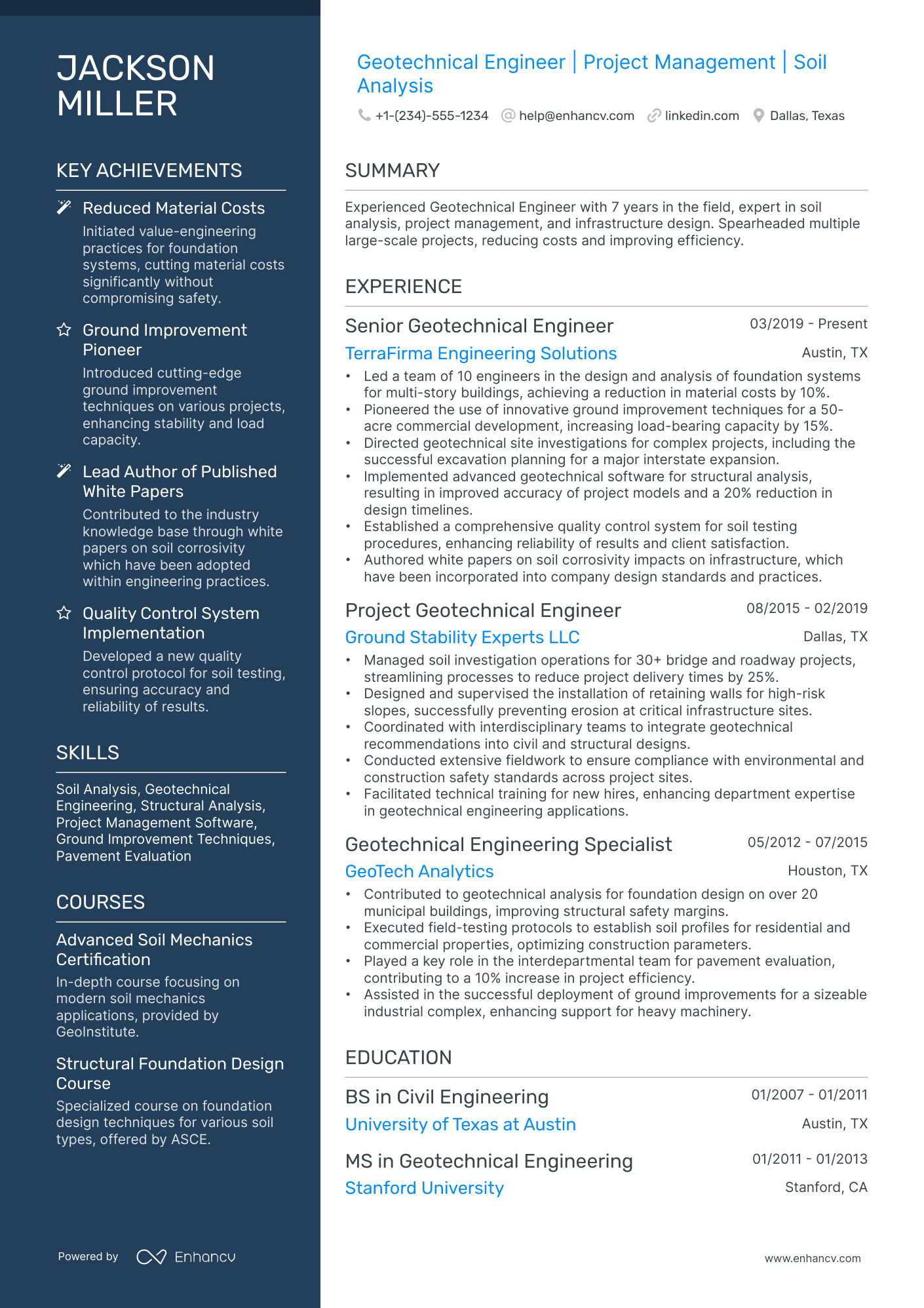 10 Geotechnical Engineering Resume Examples & Guide for 2026