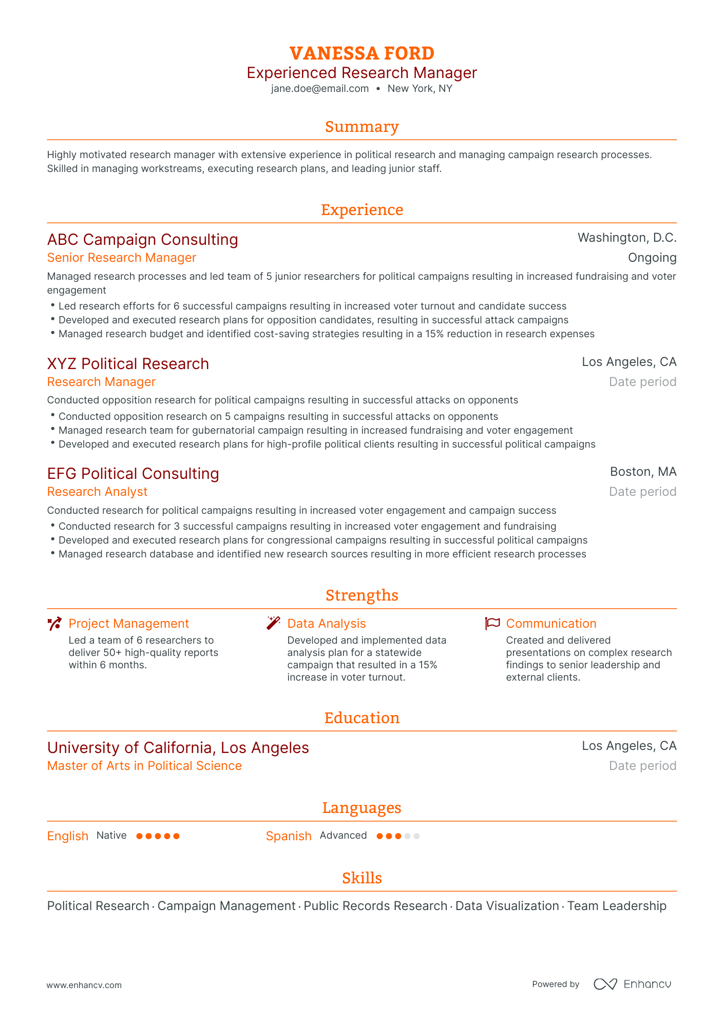 5 Research Manager Resume Examples & Guide for 2024
