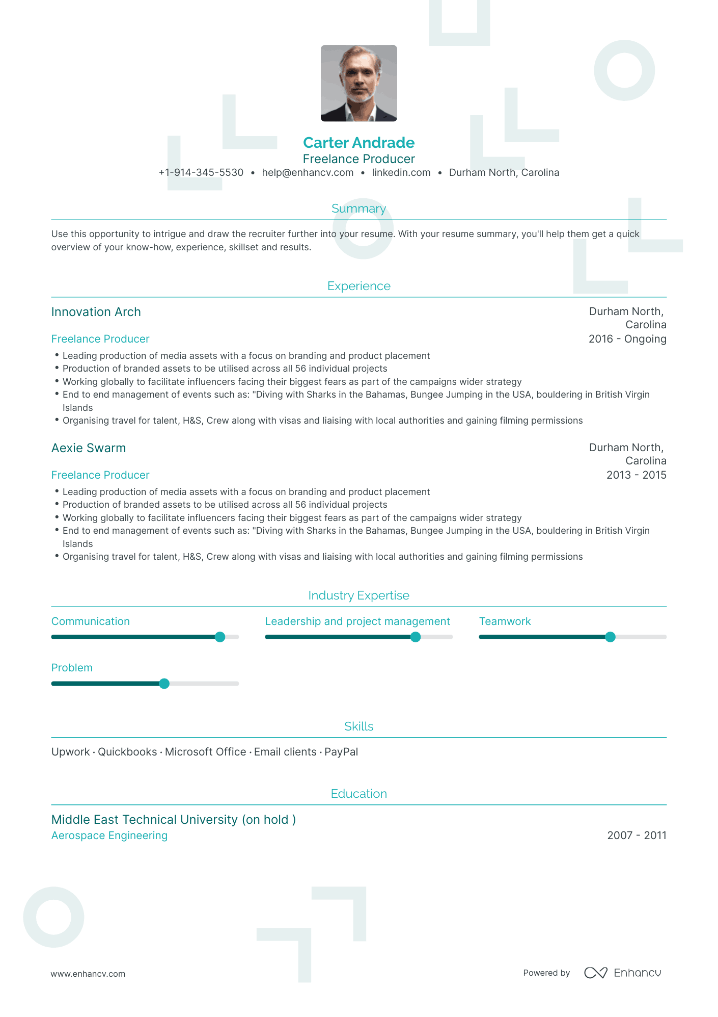 Freelance Producer Resume Examples & Guide for 2023 (Layout, Skills ...