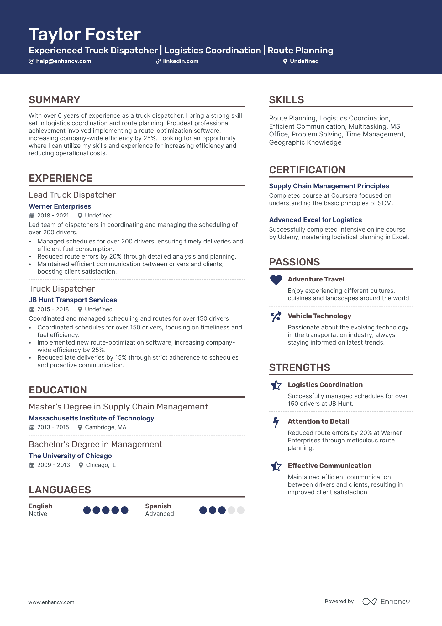 10 Truck Dispatcher Resume Examples & Guide for 2026