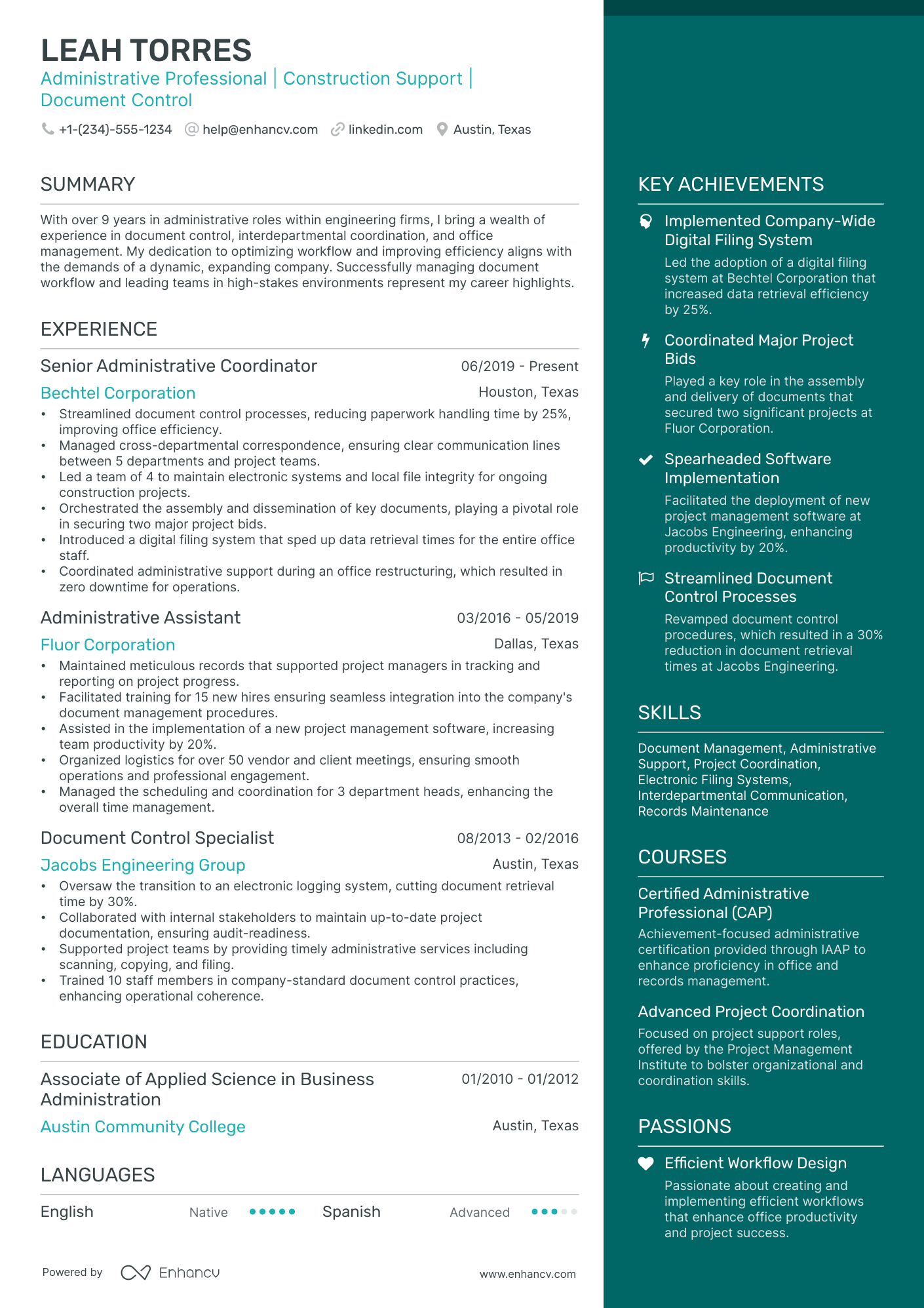 10 Construction Administrative Assistant Resume Examples & Guide for 2026