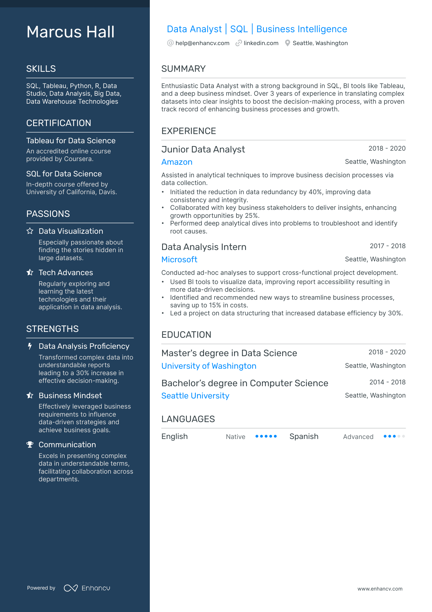 10 Data Analyst Intern Resume Examples & Guide for 2026
