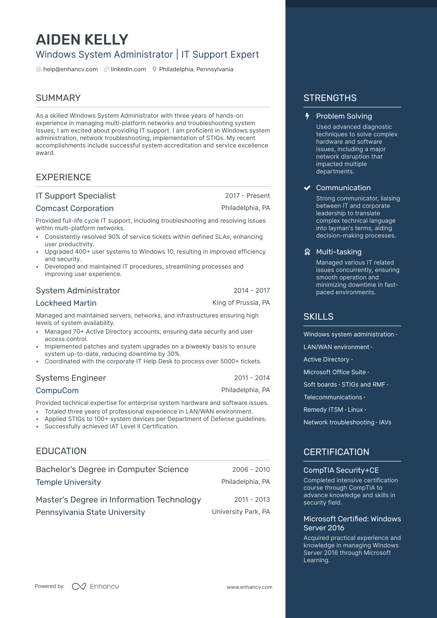 5 Windows System Administrator Resume Examples & Guide for 2024