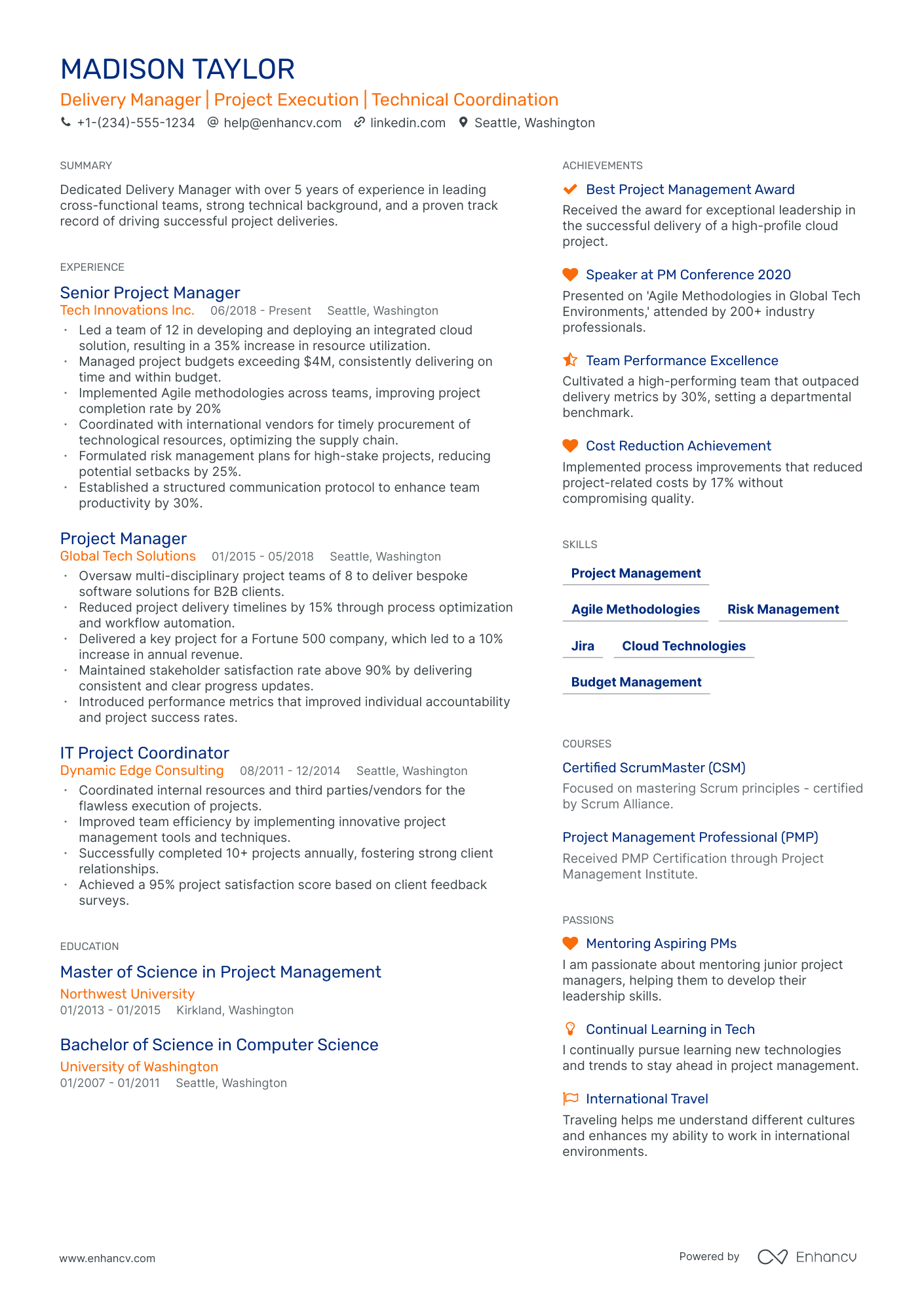 5 Delivery Manager Resume Examples & Guide for 2024