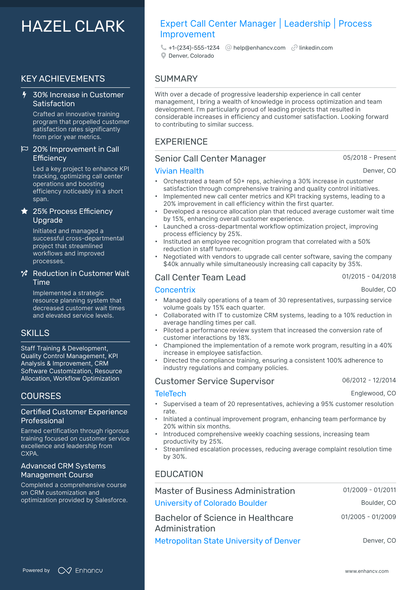 10 Center Manager Resume Examples & Guide for 2026