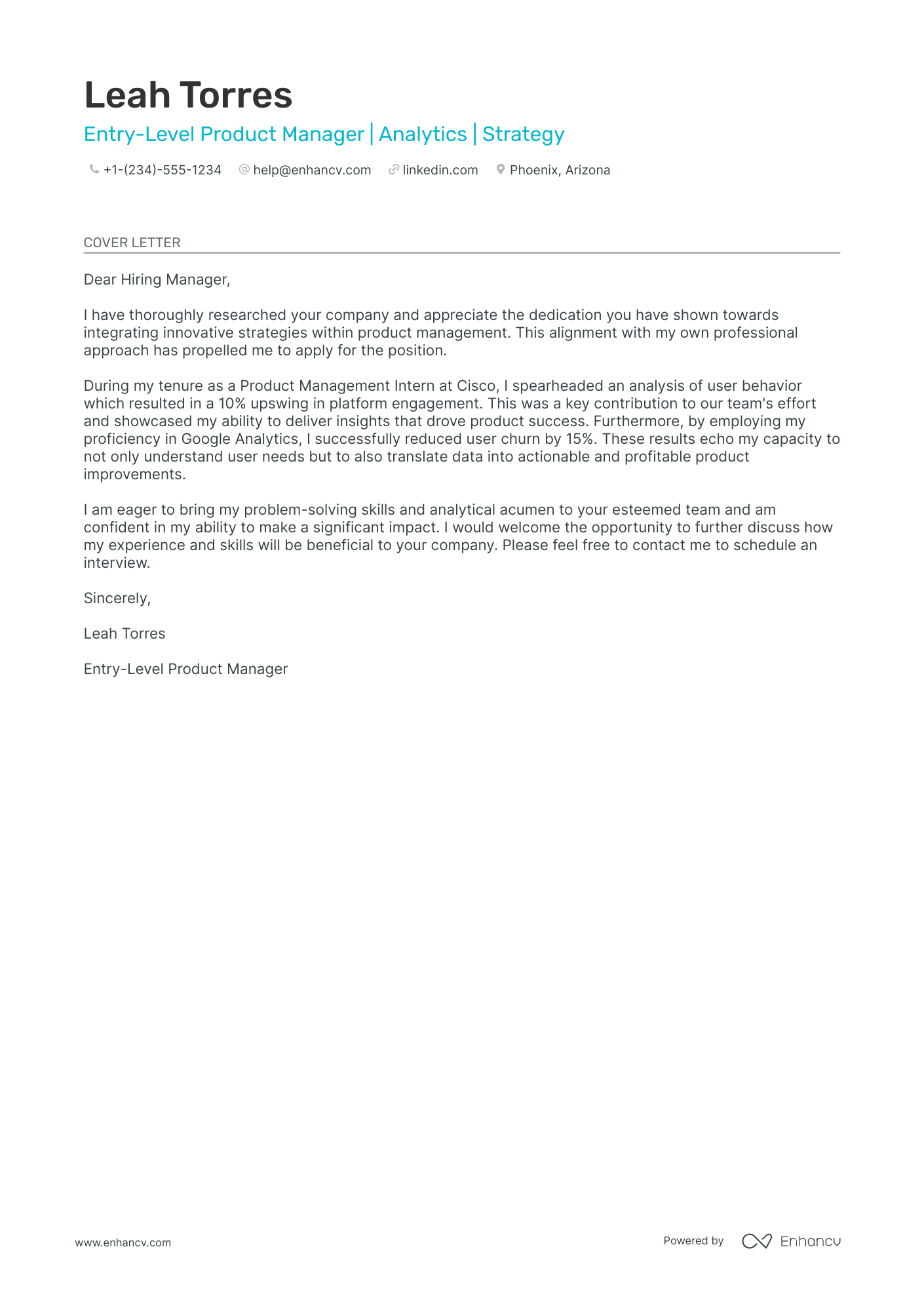 26 Professional Product Manager Cover Letter Examples and Template for ...