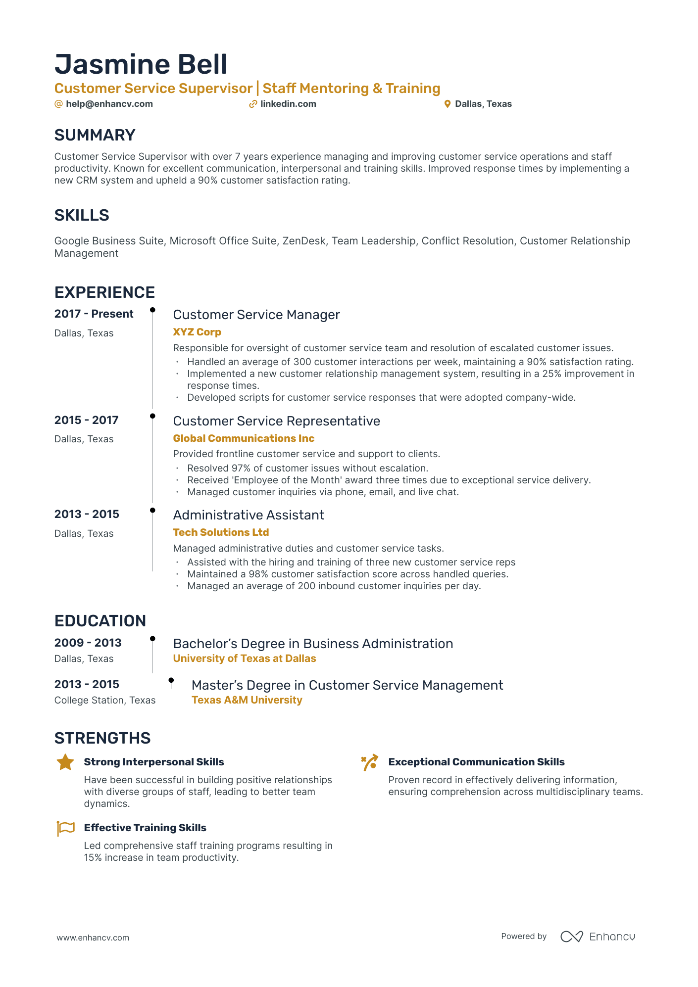 10 Customer Service Supervisor Resume Examples & Guide for 2025