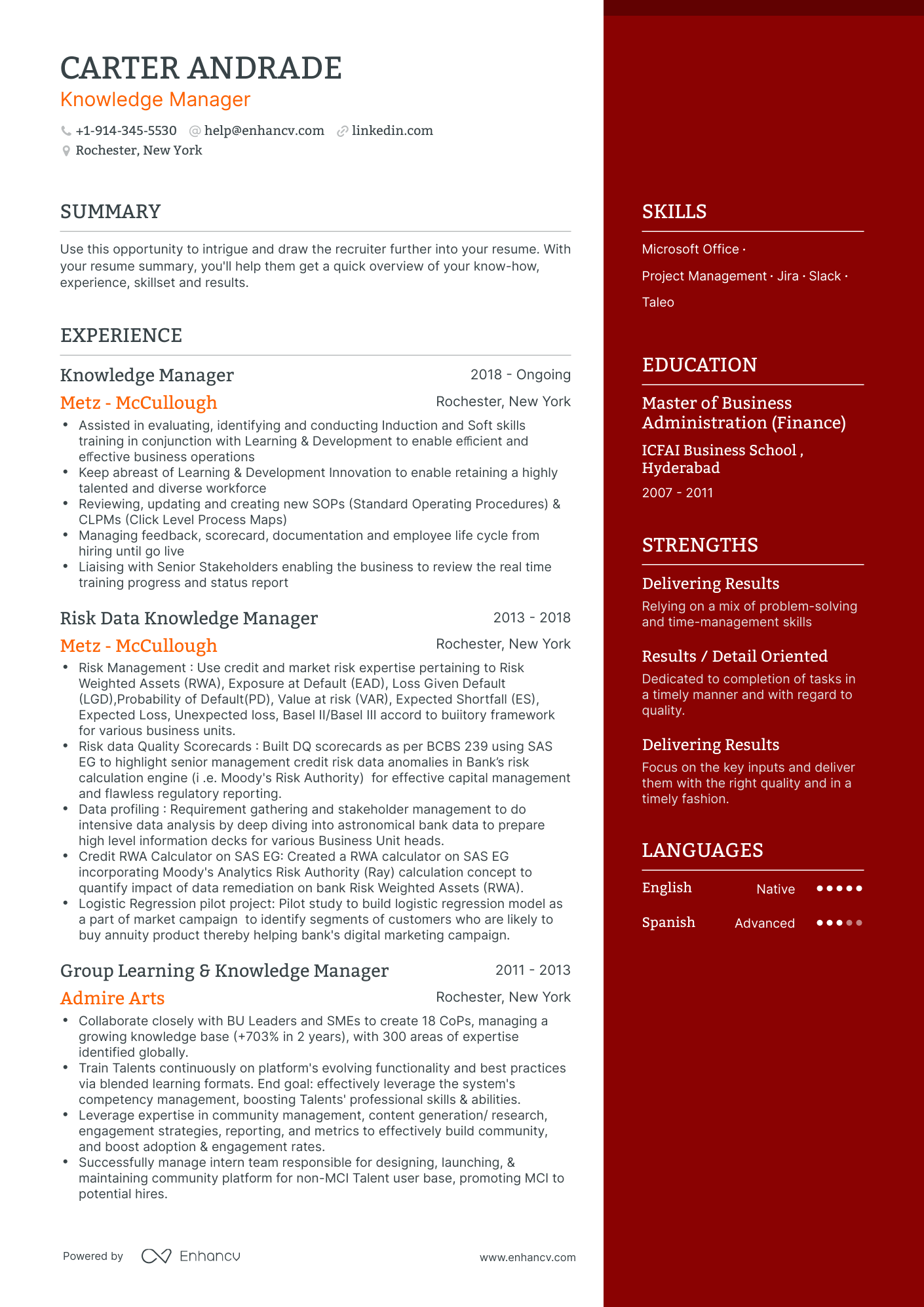 Knowledge Manager Resume Examples & Guide for 2023 (Layout, Skills ...