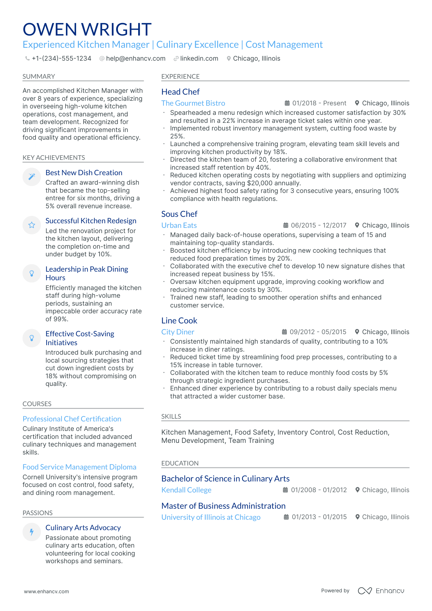 10 Kitchen Manager Resume Examples, Templates & Guide for 2026