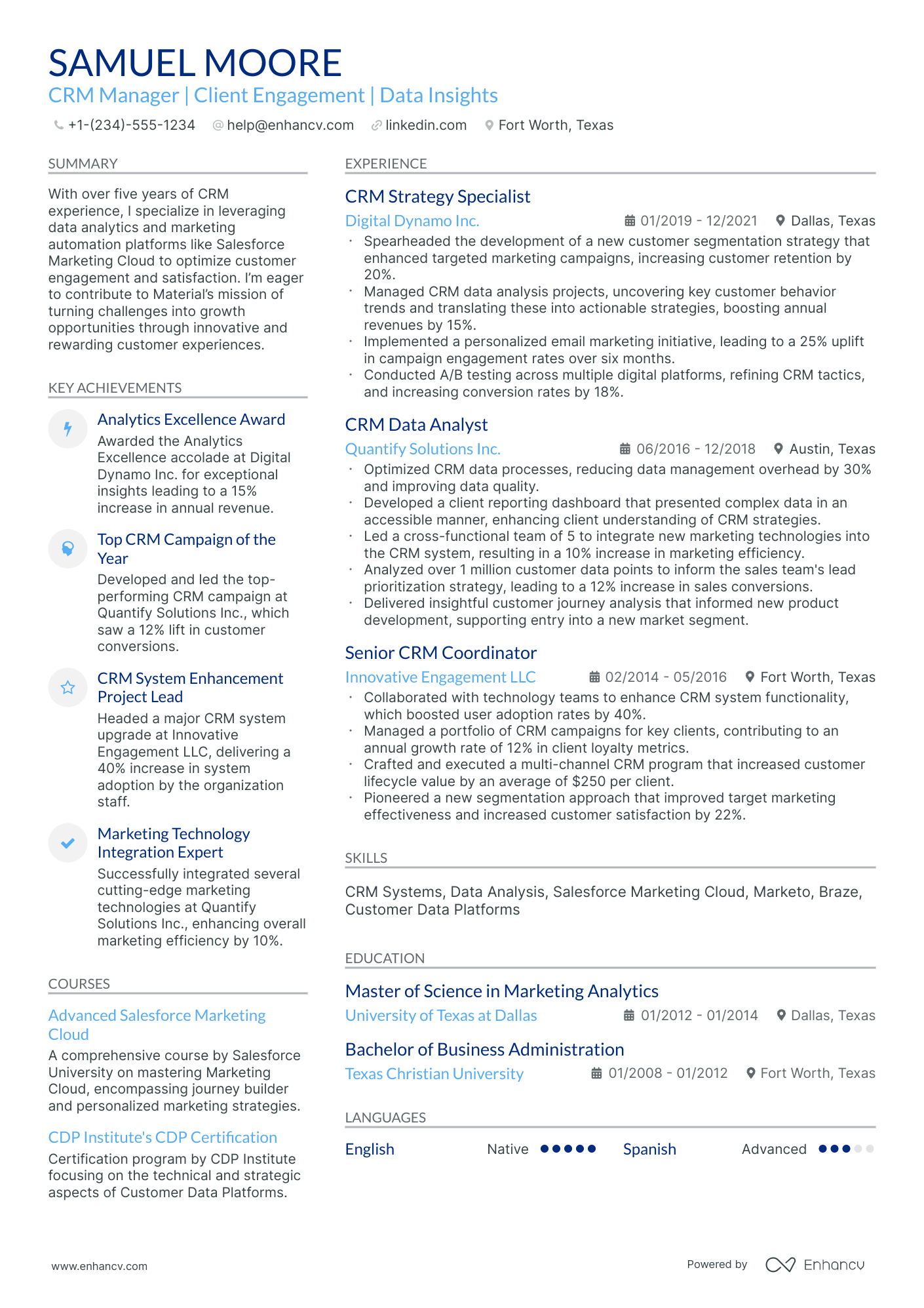 10 CRM Manager Resume Examples & Guide for 2026
